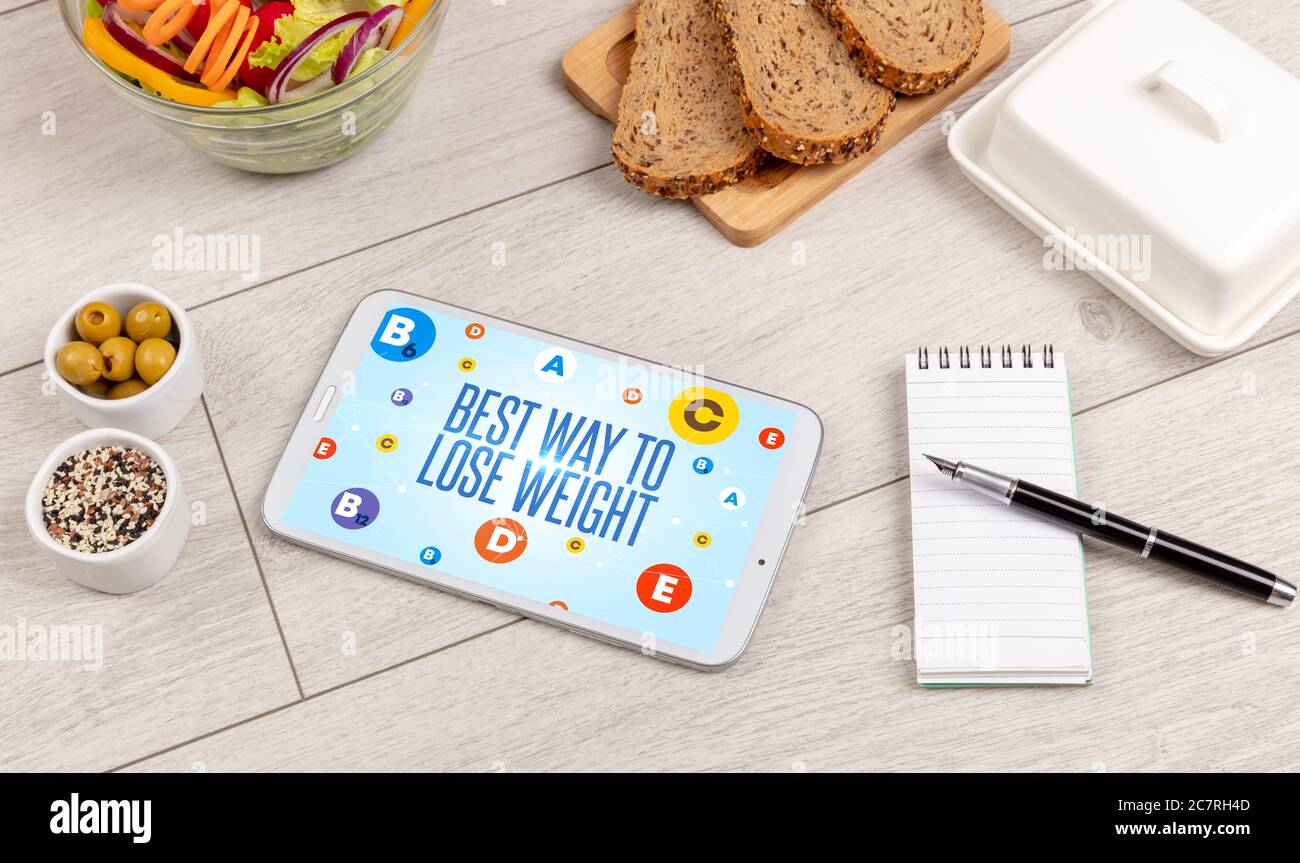 Healthy Tablet Pc compostion with BEST WAY TO LOSE WEIGHT inscription ...