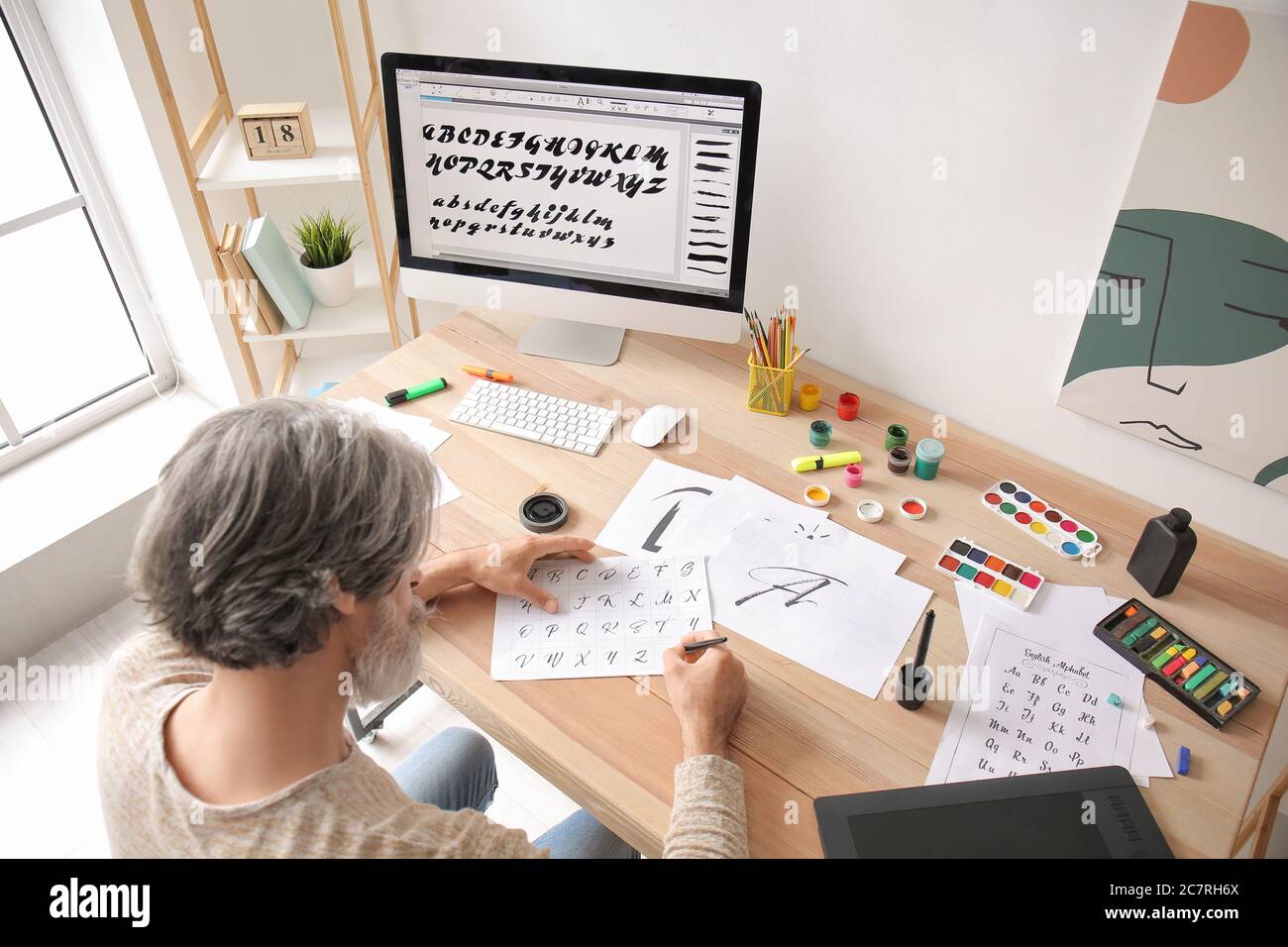 Calligrapher creating calligraphy writing hi-res stock photography and ...