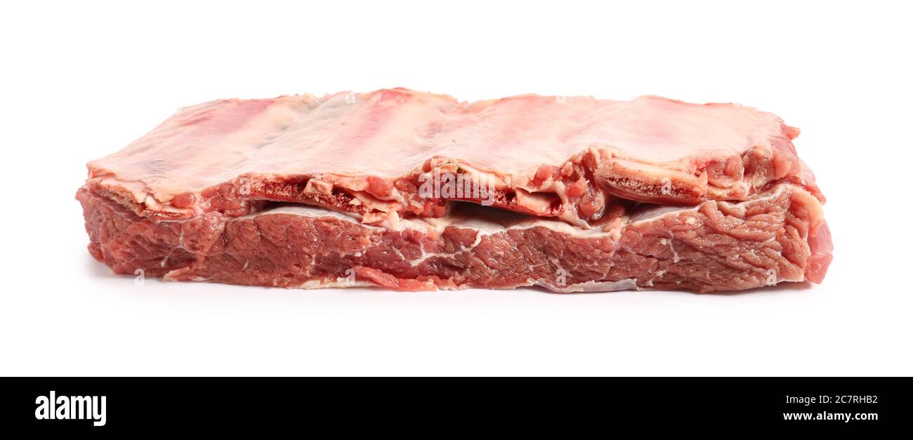 Raw beef short ribs on white background Stock Photo - Alamy