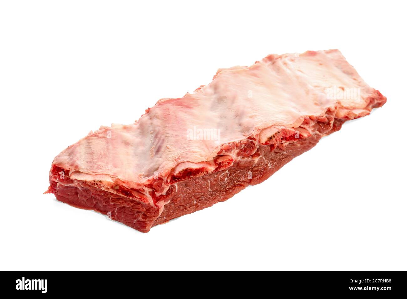 Raw beef short ribs on white background Stock Photo - Alamy