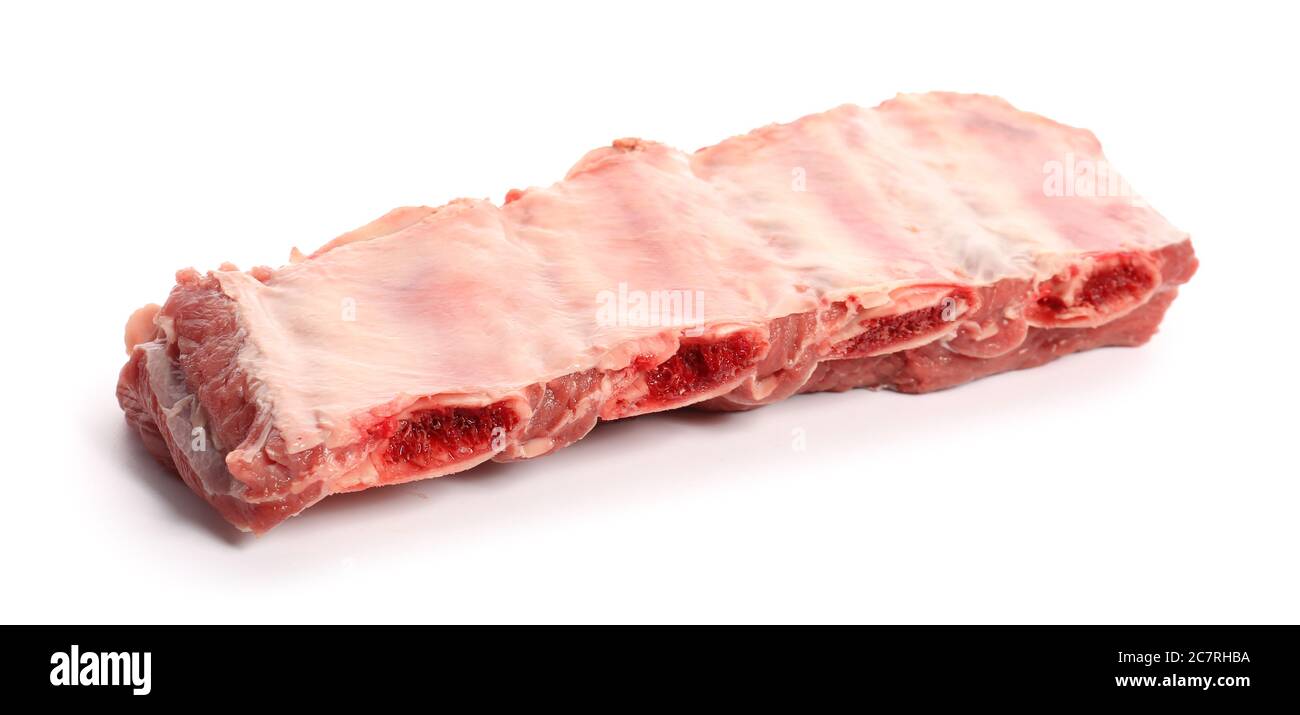 Raw beef short ribs on white background Stock Photo - Alamy