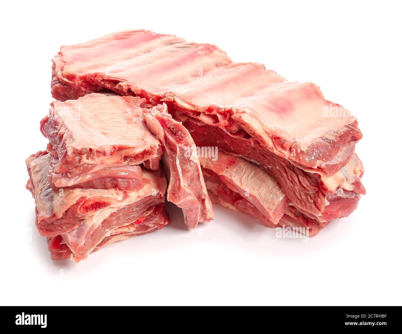 Raw beef short ribs on white background Stock Photo - Alamy