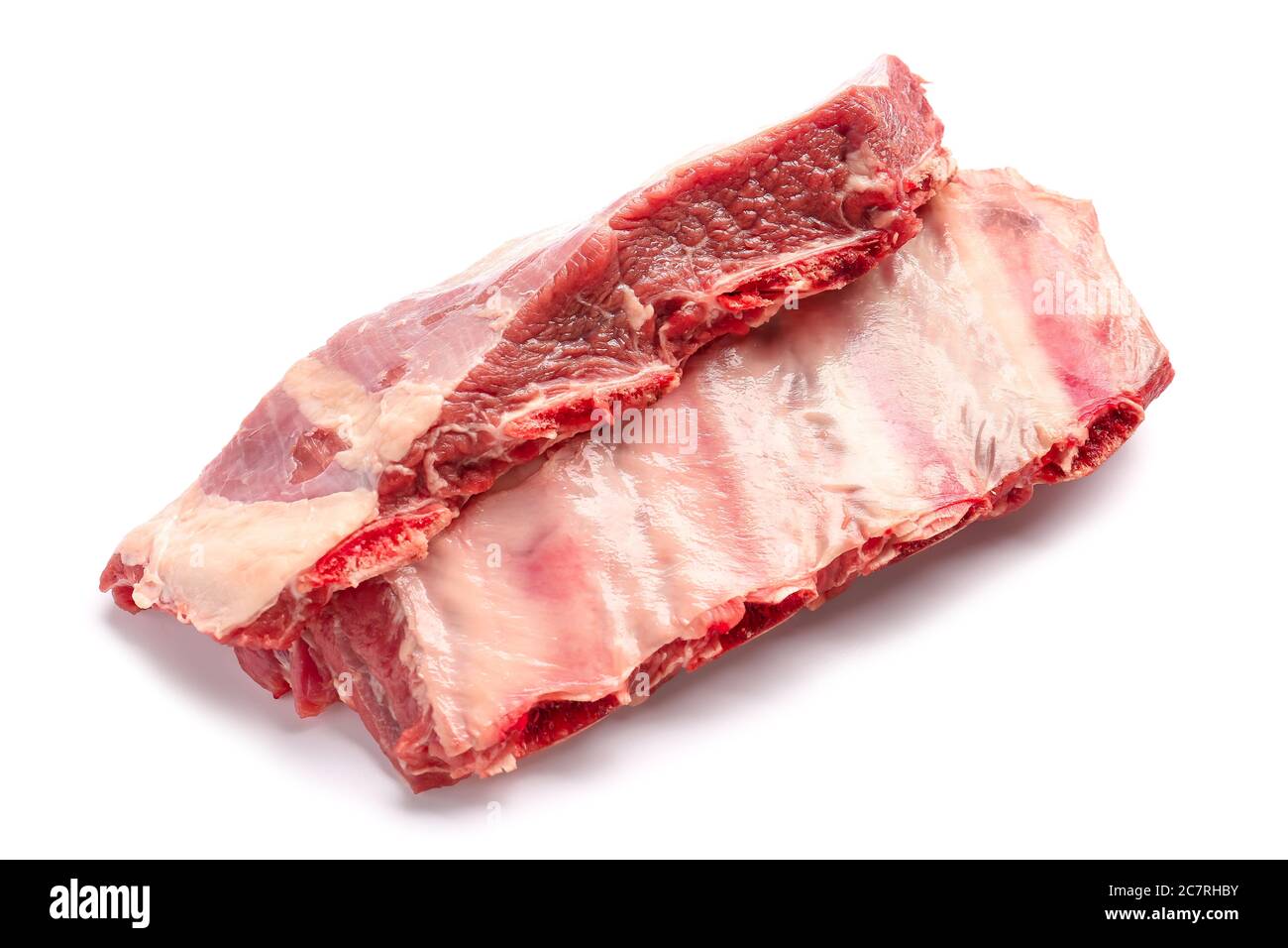 Raw beef short ribs on white background Stock Photo - Alamy