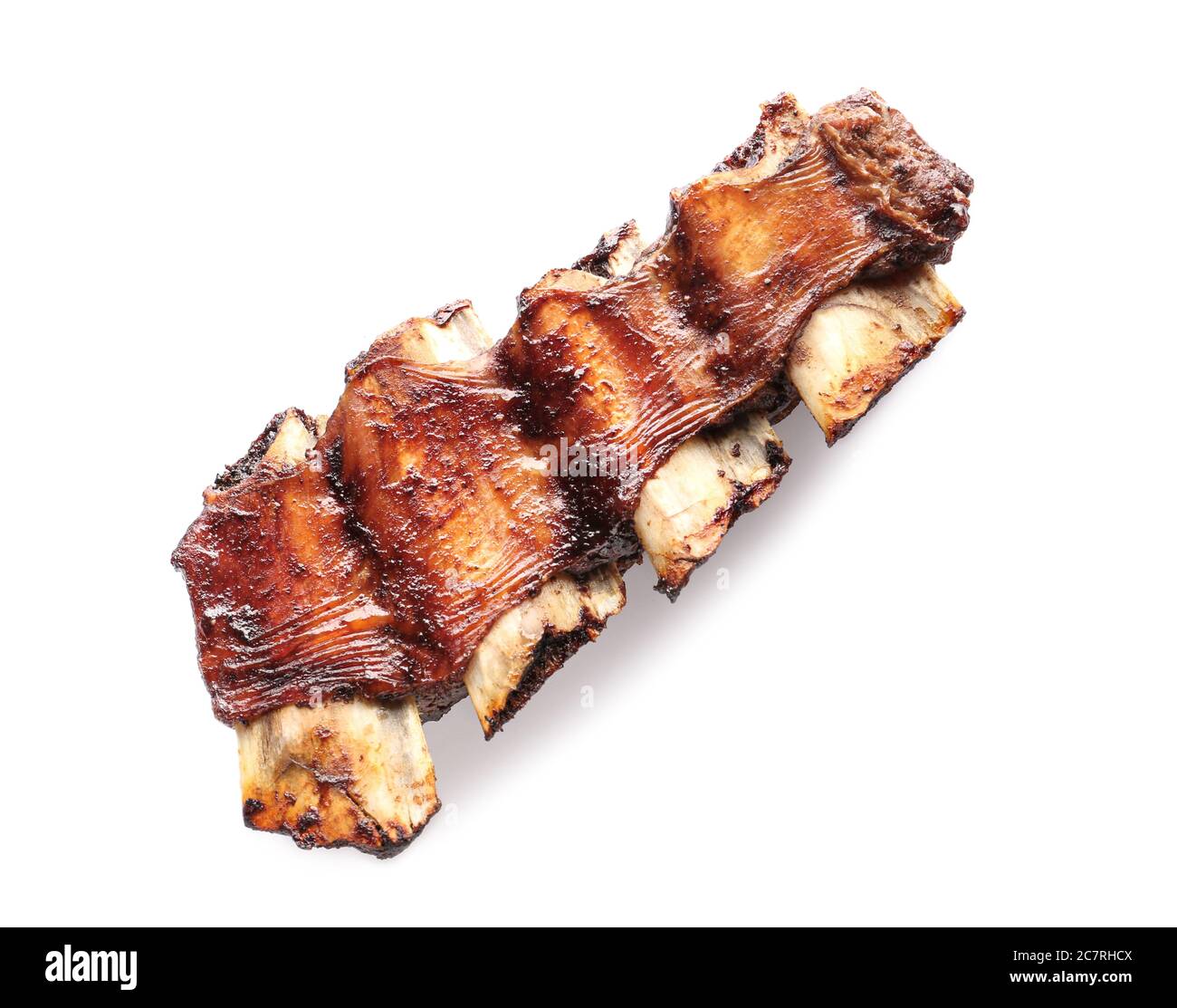 Tasty beef short ribs on white background Stock Photo - Alamy