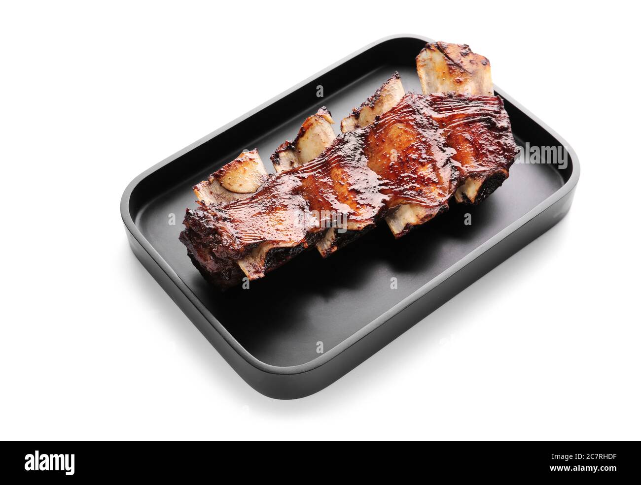 Tasty beef short ribs on white background Stock Photo - Alamy