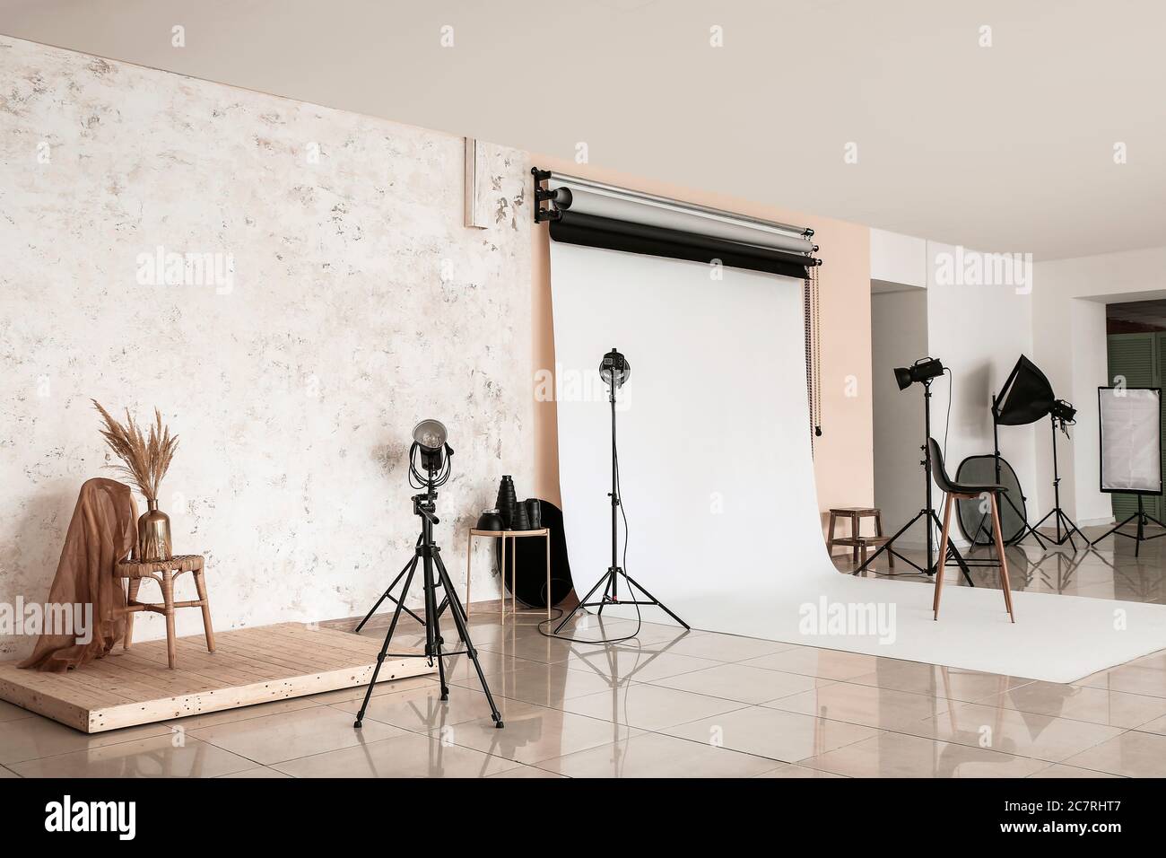Interior of photo studio with modern equipment Stock Photo - Alamy