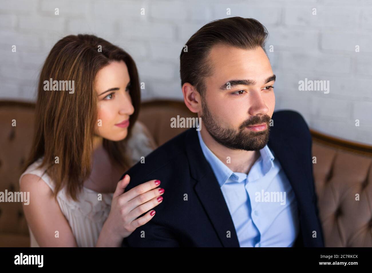relationship concept - portrait of young beautiful couple Stock Photo ...