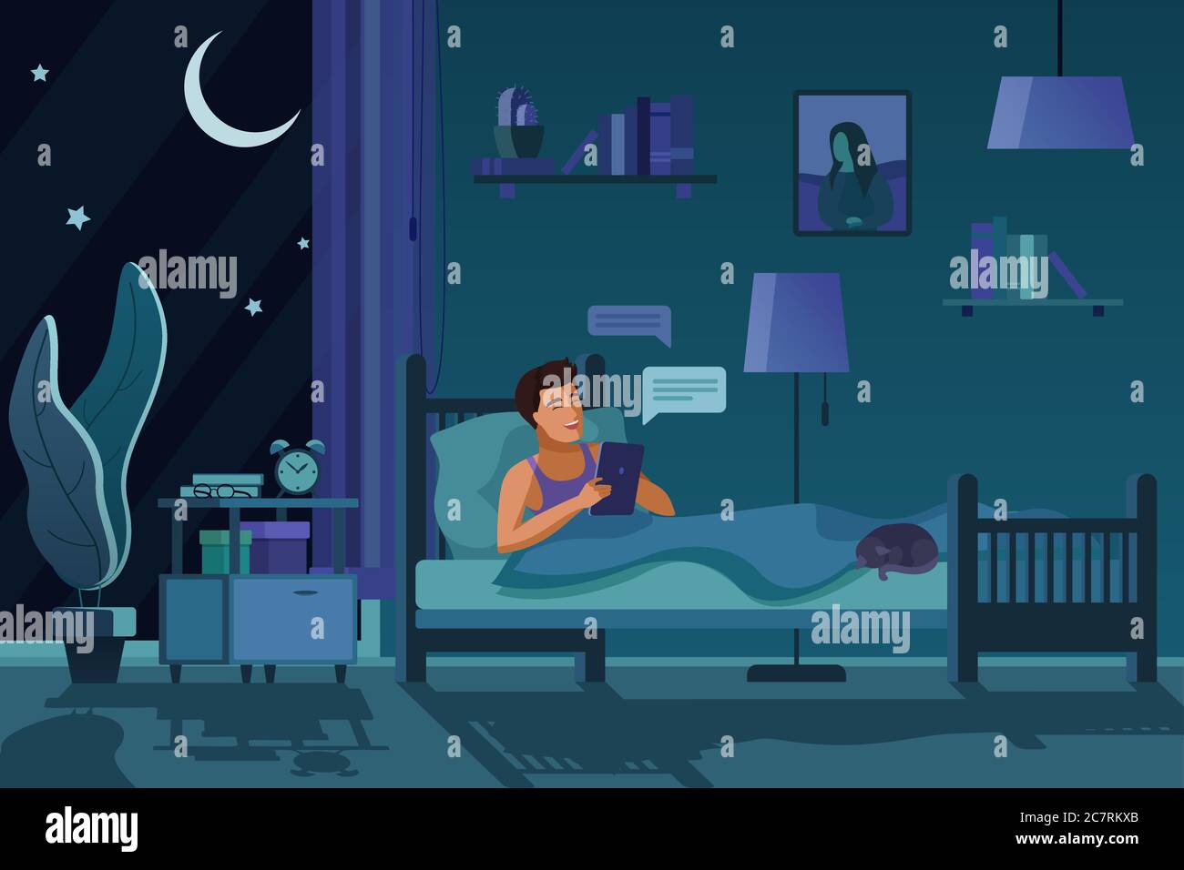 Sleeping In Bed At Night Drawing