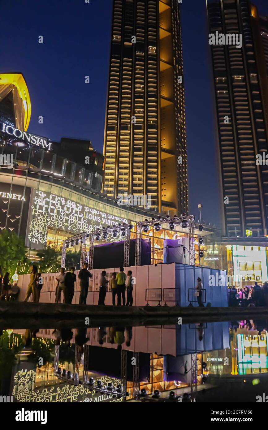 BANGKOK, THAILAND - Feb 23, 2020: Siam Icon Mall by night in Bangkok ...