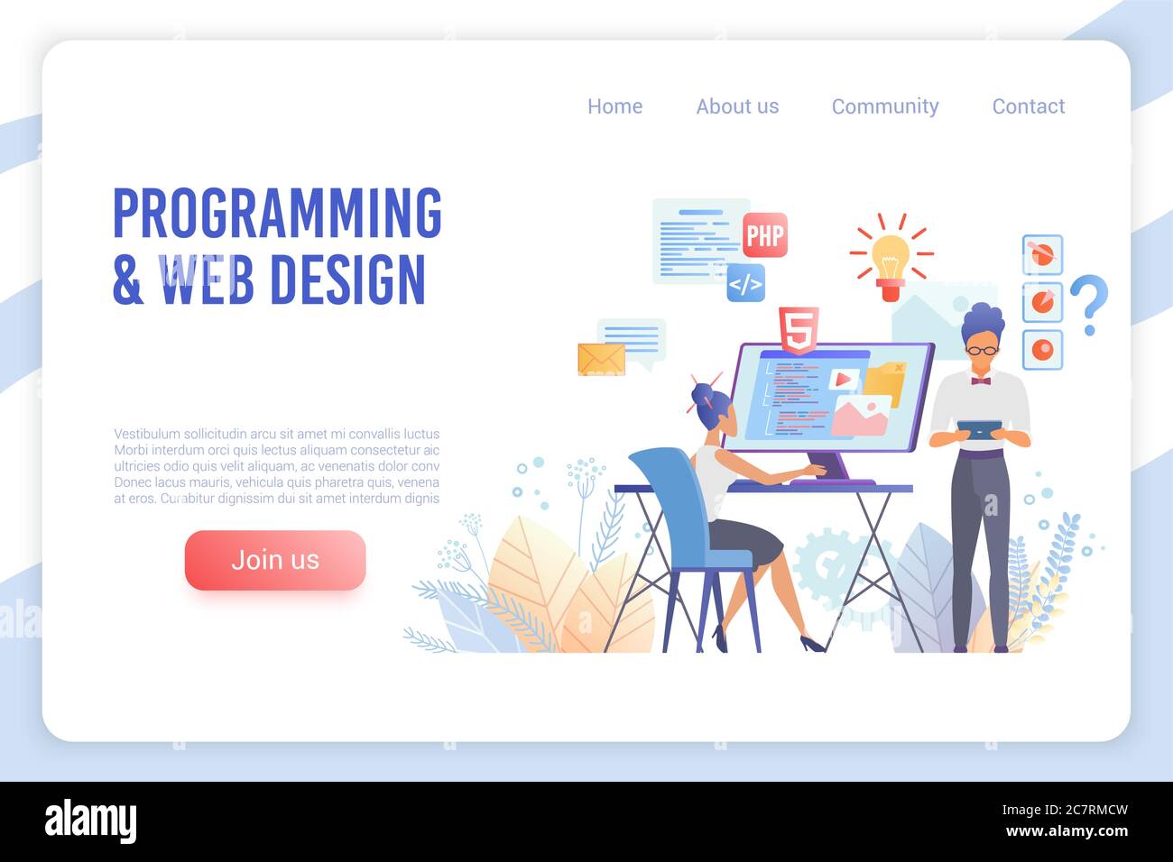 Programming And Web Design Flat Vector Landing Page Template Coding Languages Software