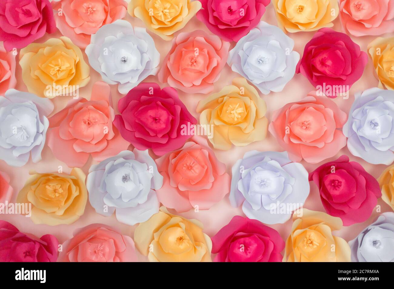 colorful artificial paper flowers background and texture Stock Photo ...