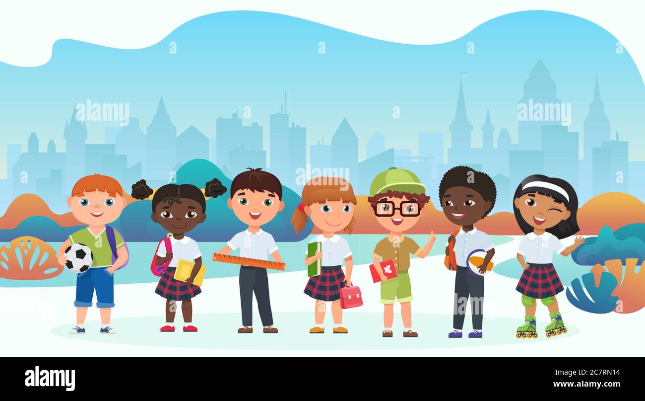 Multicultural School Children Clip Art