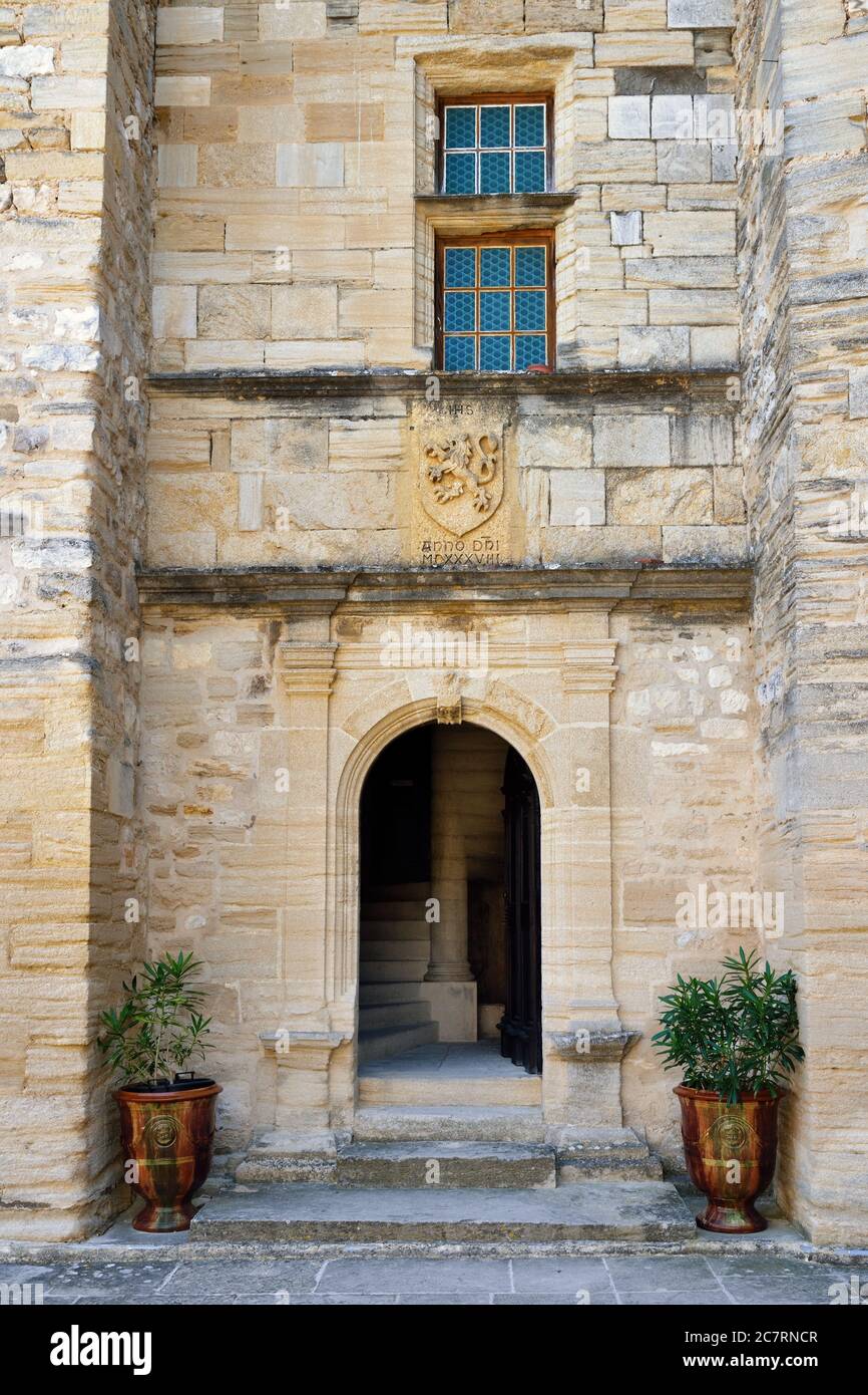 Entrance in medieval castle of Barroux, Provence, France Stock Photo ...