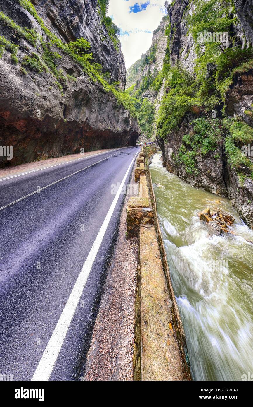 Amazing summer view of Bicaz Canyon/Cheile Bicazului. Canyon is one of ...