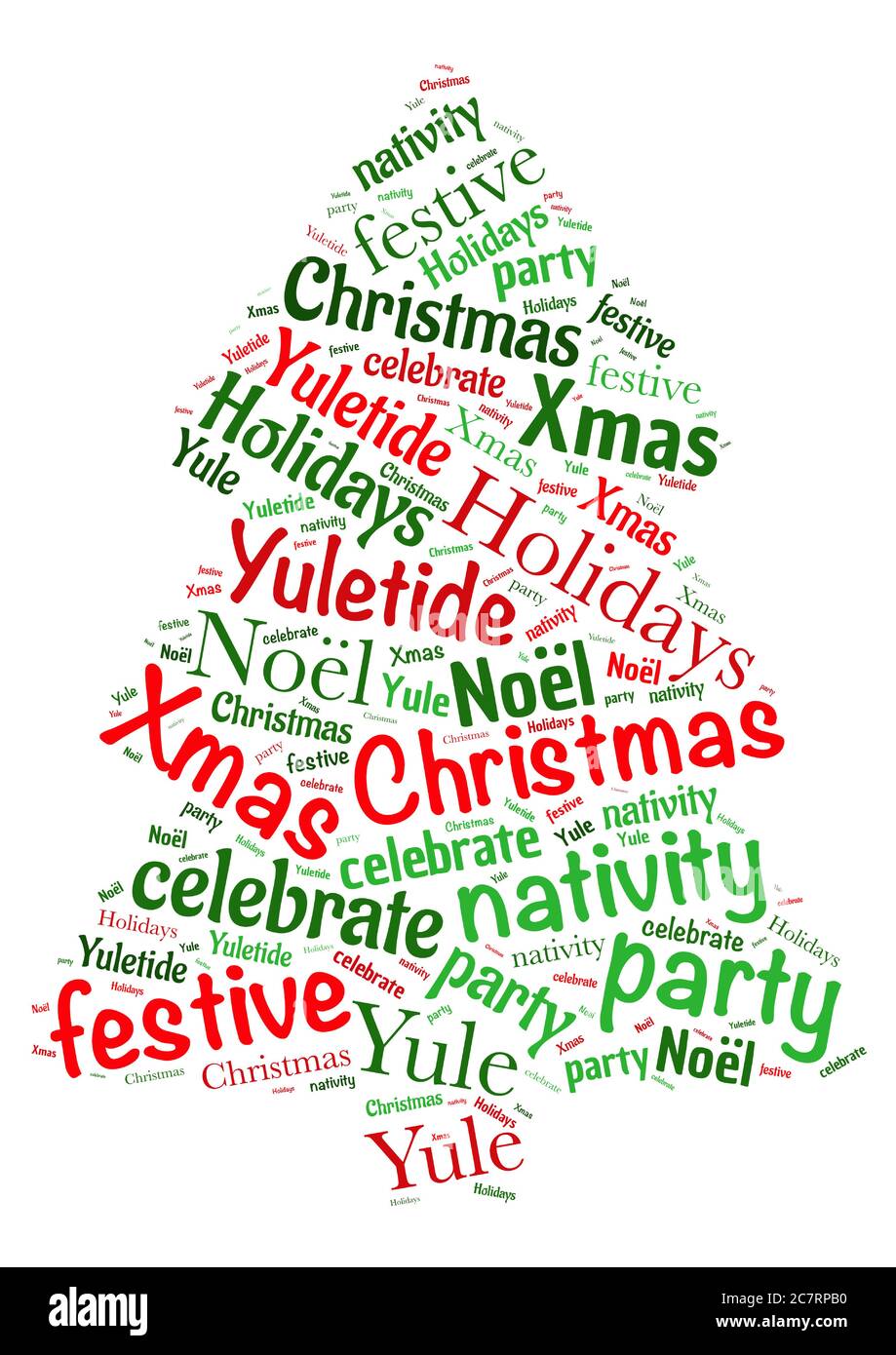 Illustration of a word cloud with words representing Christmas holidays ...