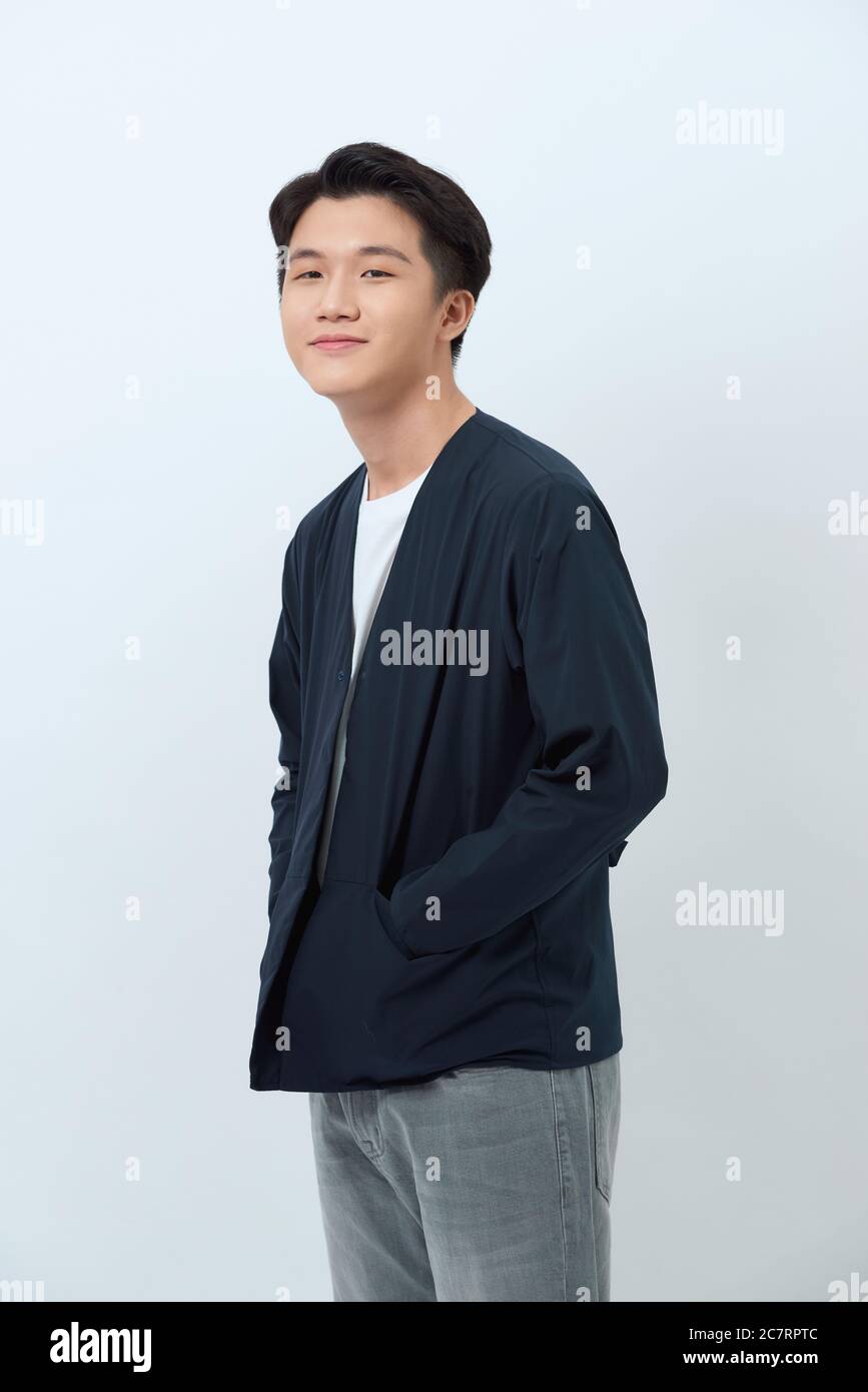 Cool smile face and pose of confidence Asian man Stock Photo - Alamy