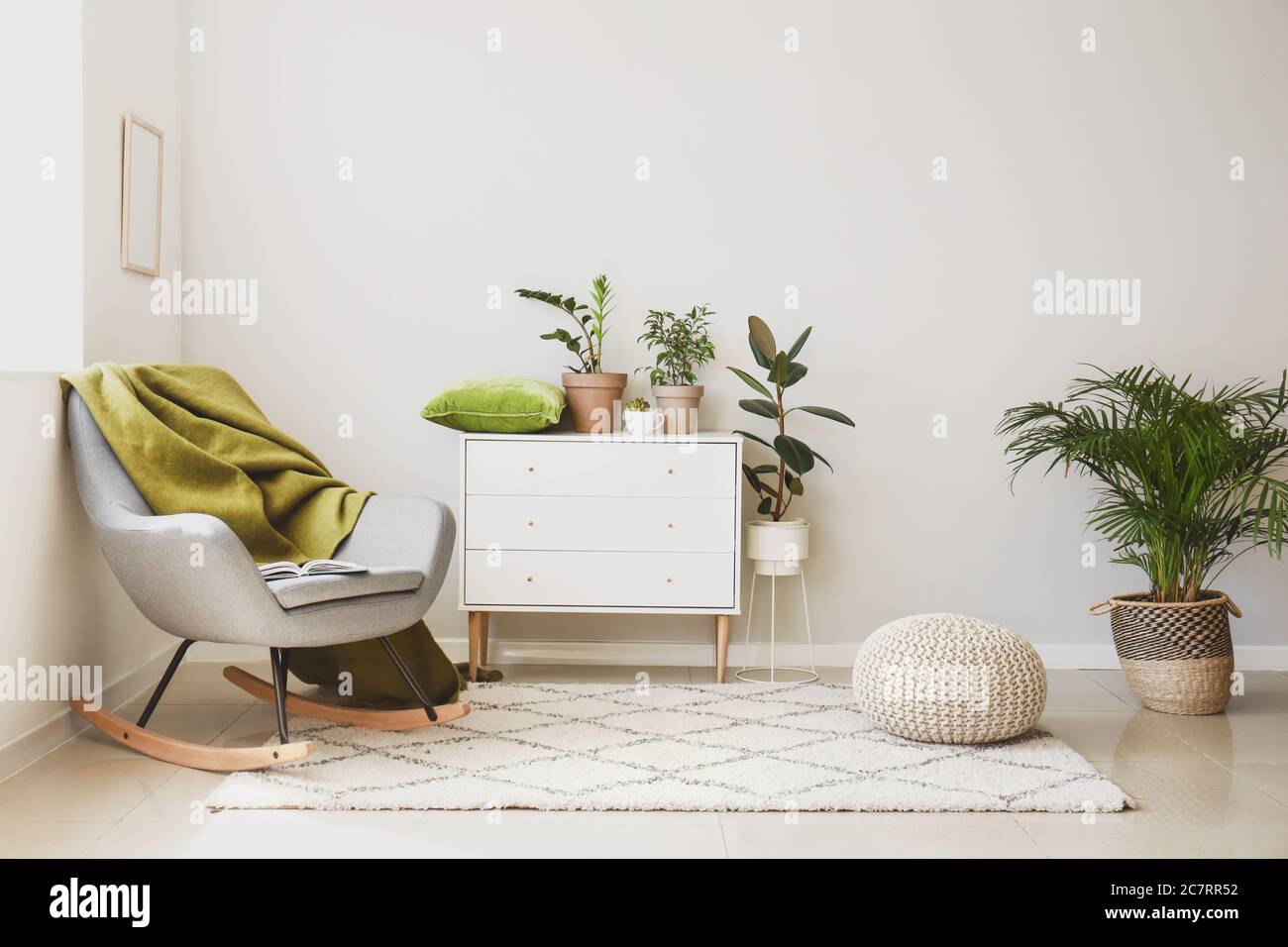 Interior of modern room with armchair Stock Photo - Alamy