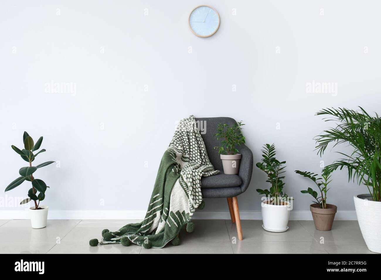 Interior of modern room with armchair Stock Photo - Alamy