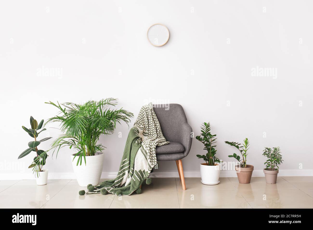 Interior of modern room with armchair Stock Photo - Alamy