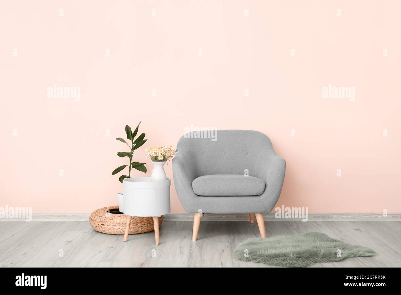 Interior of modern room with armchair Stock Photo - Alamy