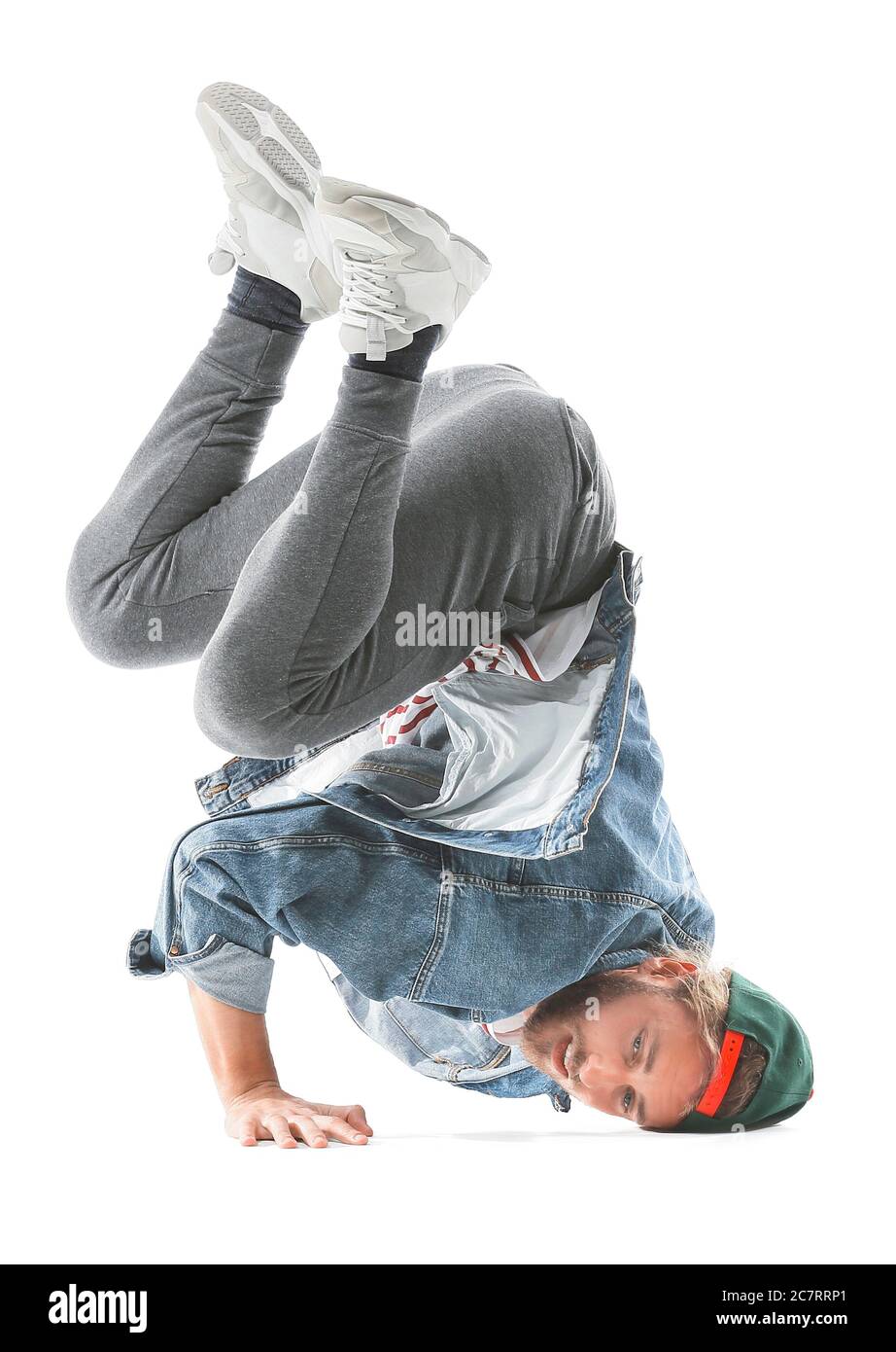 Male hip-hop dancer on white background Stock Photo - Alamy