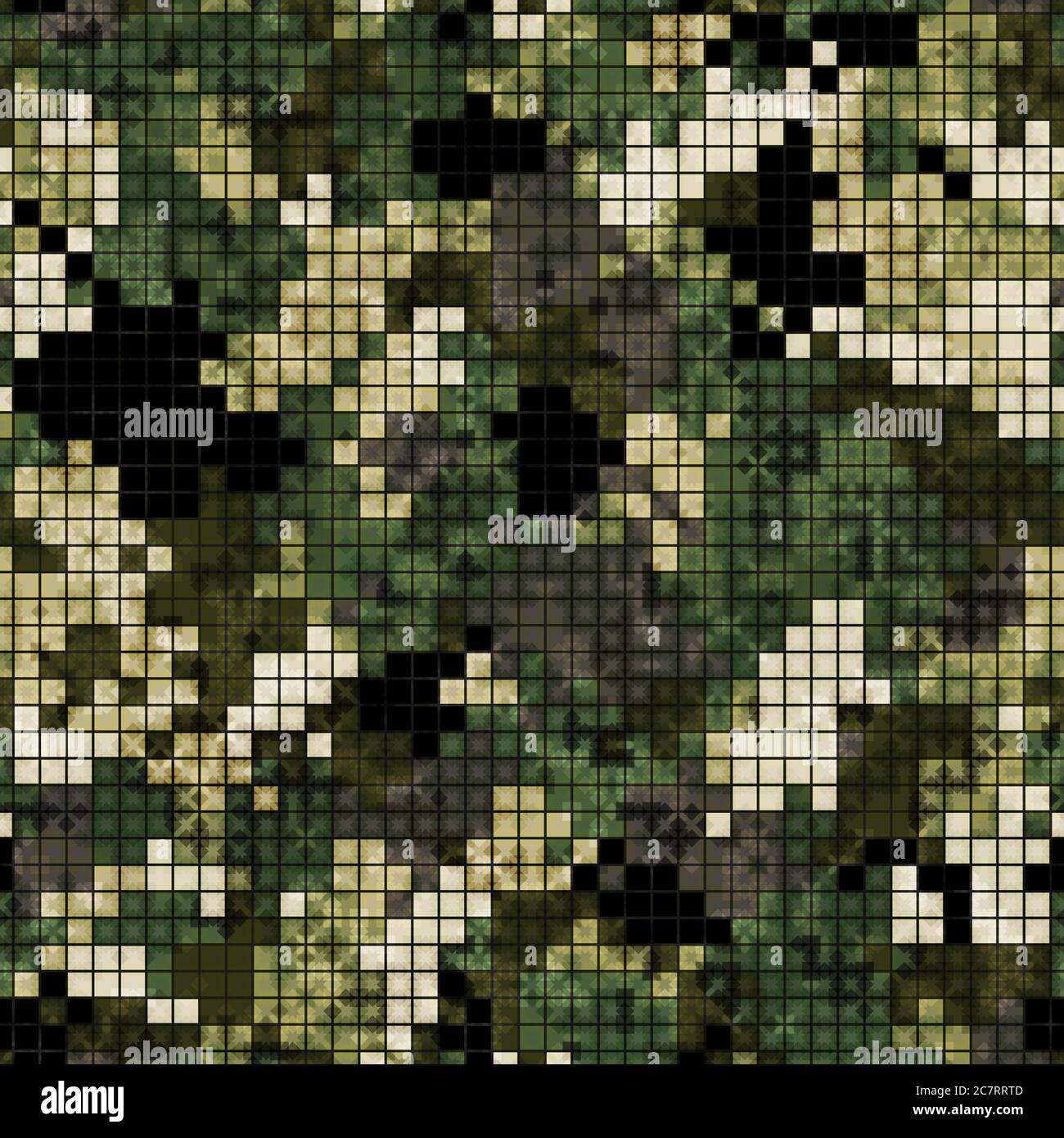 Military camouflage seamless pattern. Mountains digital pixel style ...