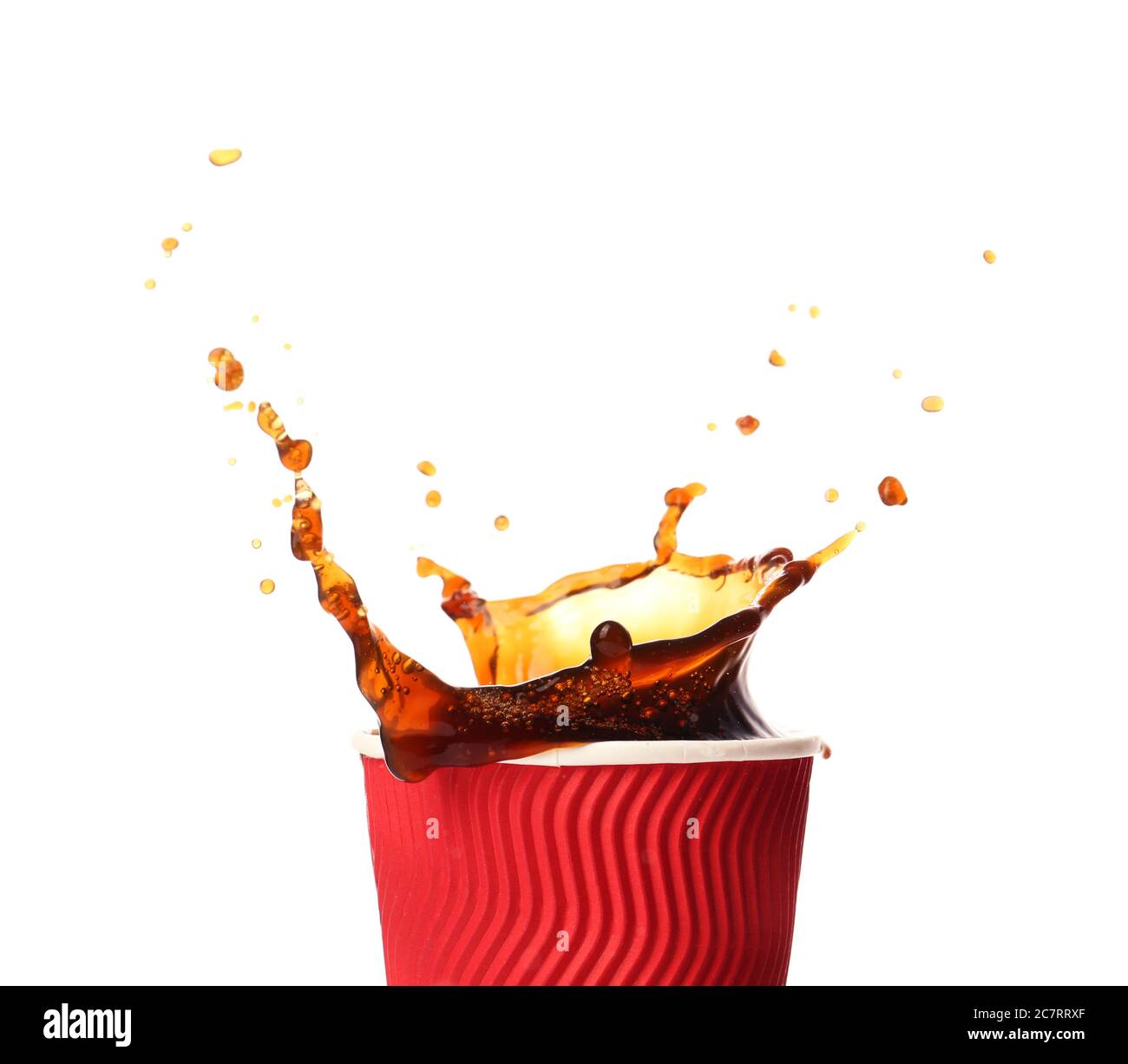Cup of hot coffee with splash on white background Stock Photo - Alamy