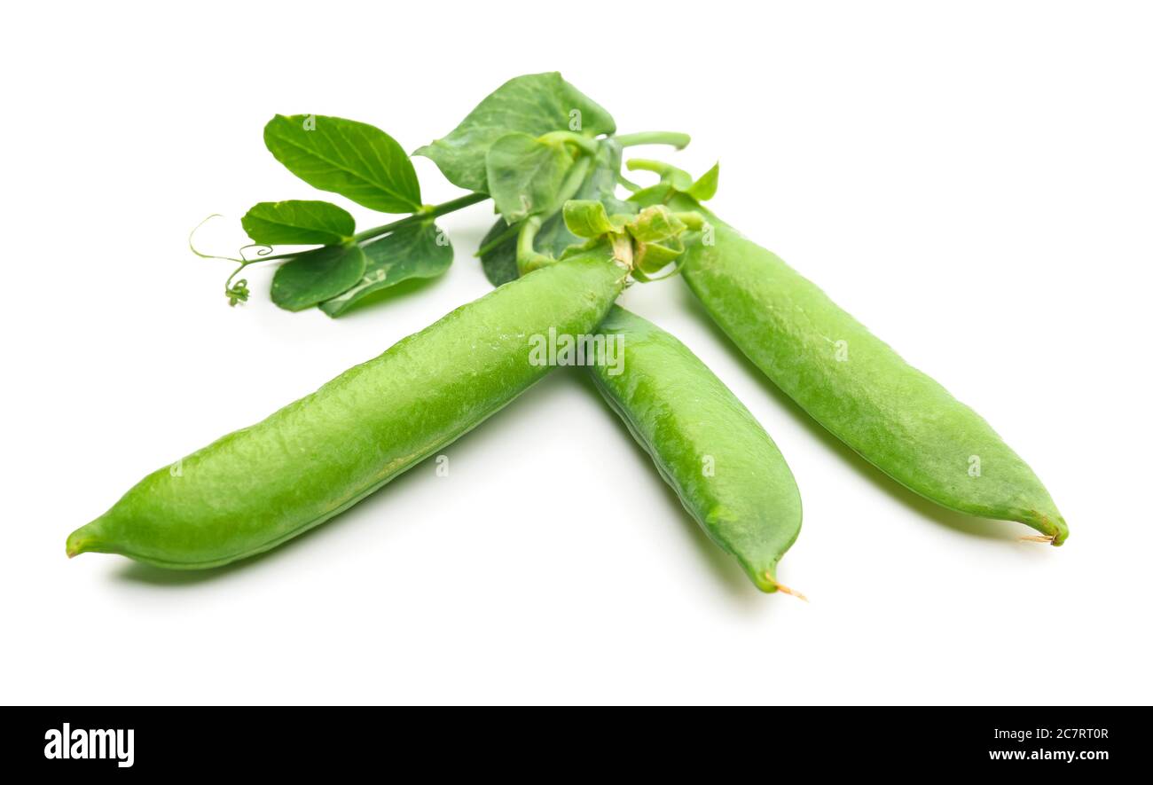 Tasty fresh peas on white background Stock Photo - Alamy