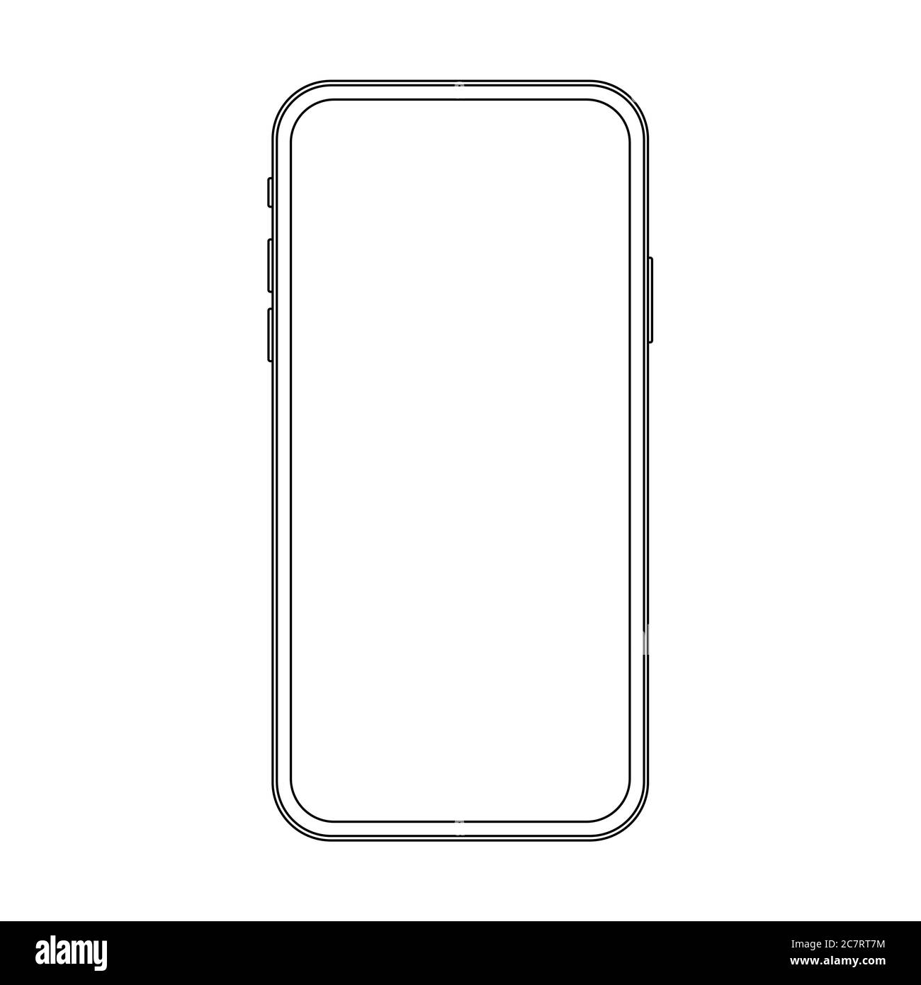 Outline line drawing modern smartphone. Elegant thin stroke line style ...