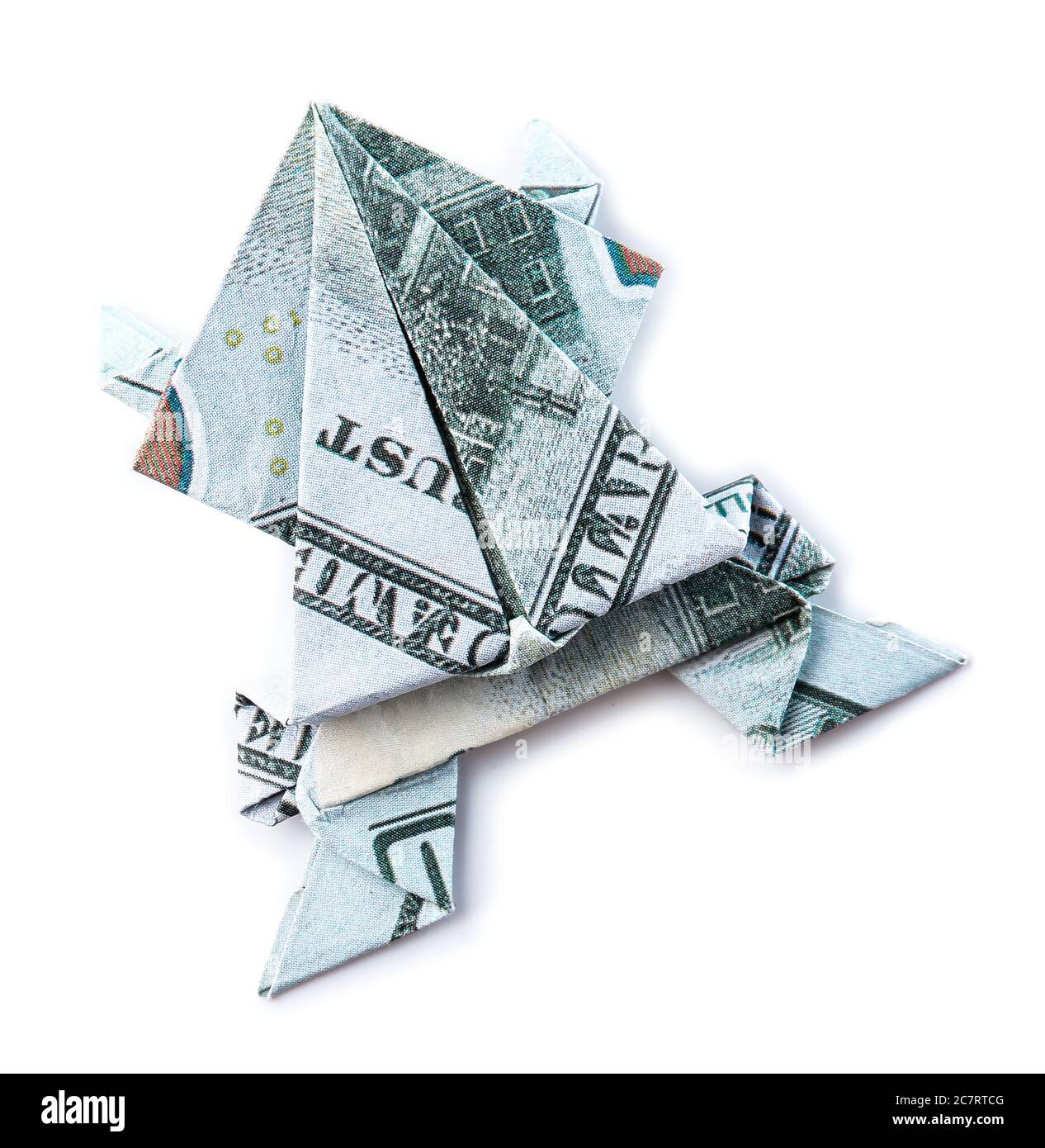 Origami frog made of dollar banknote on white background Stock Photo ...