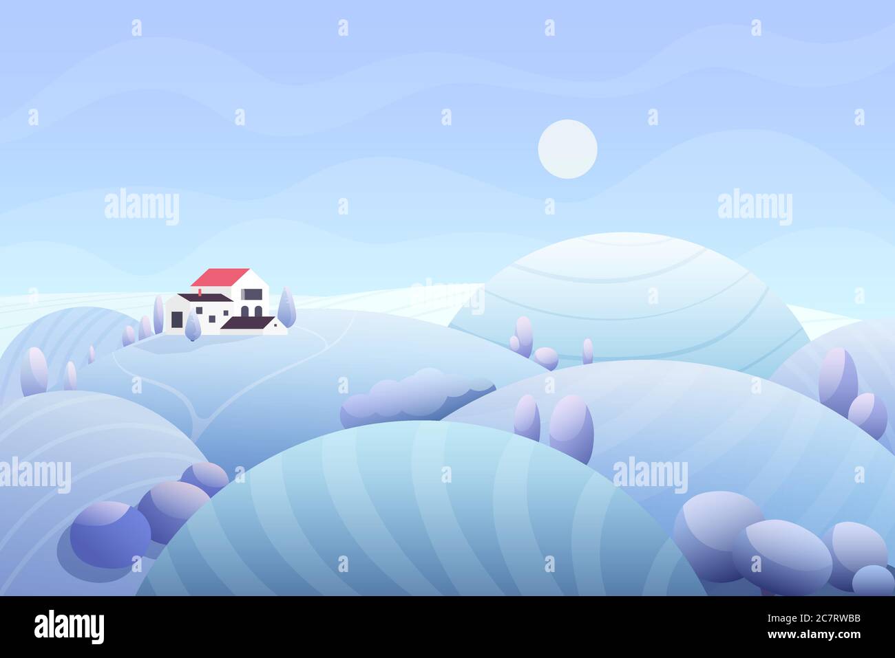 Rural fields on hill Stock Vector Images - Alamy