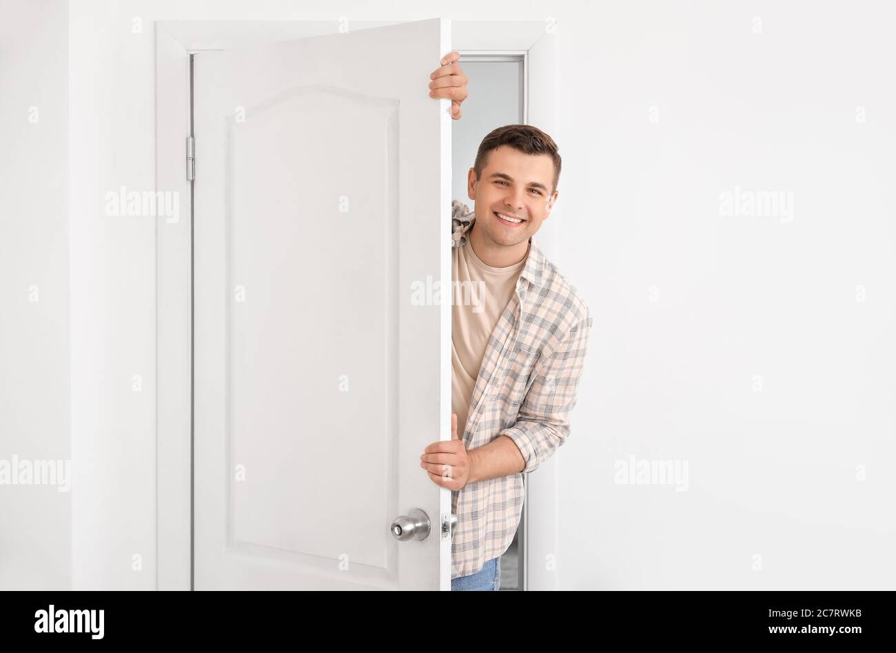 Looking Out Of Open Front Door High Resolution Stock Photography and ...