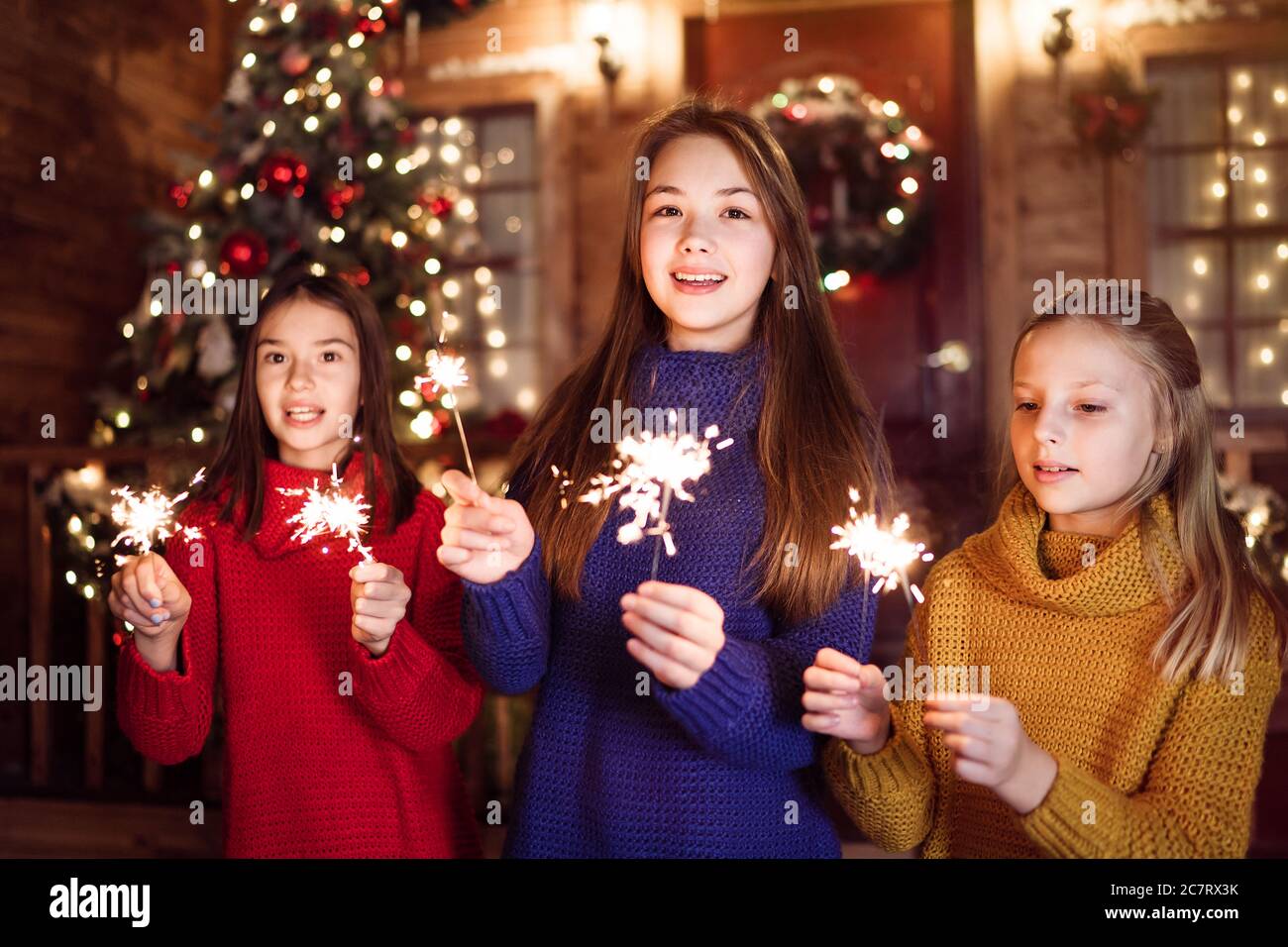 Kids with sparklers dancing Stock Photo - Alamy