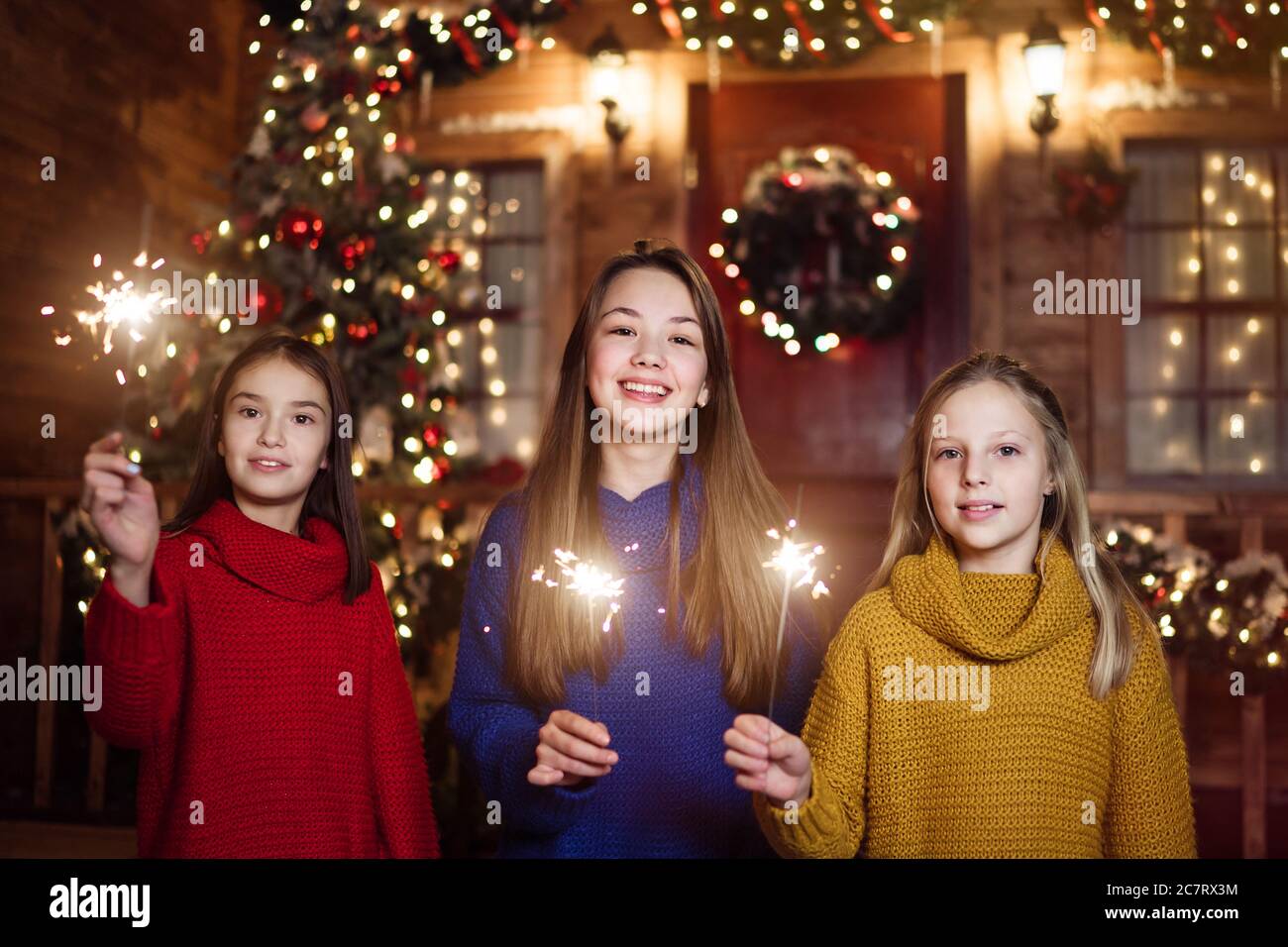 Kids with sparklers dancing Stock Photo - Alamy