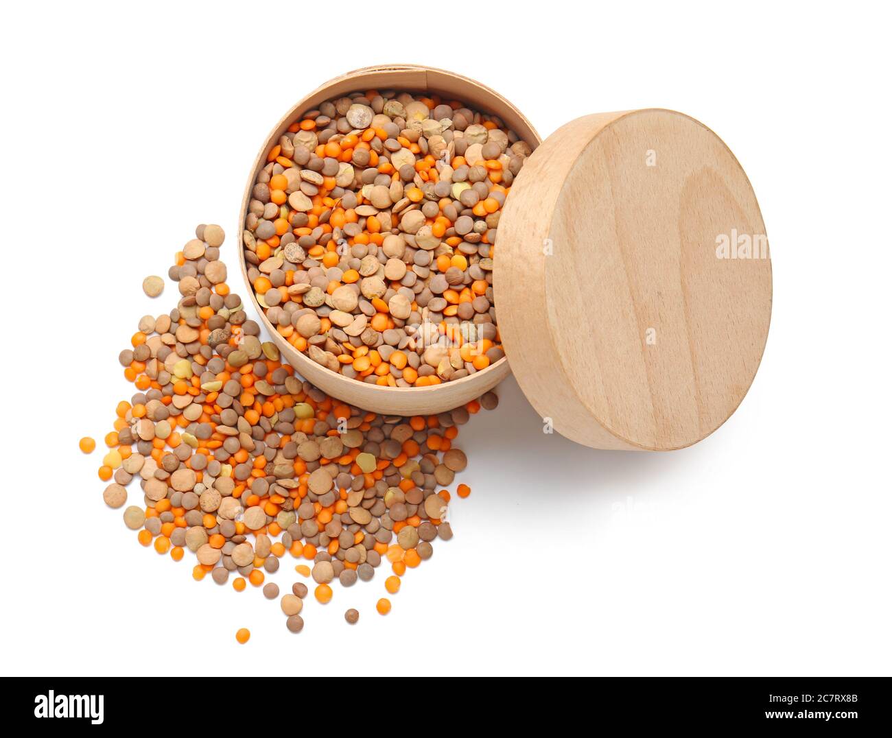 Box with lentils on white background Stock Photo - Alamy