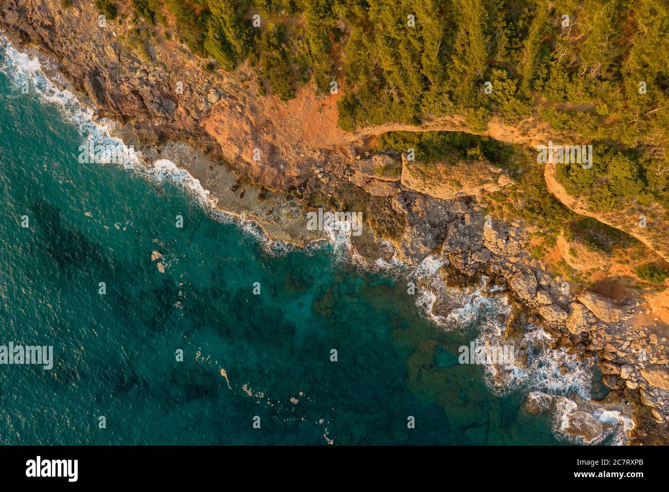 Beach and waves top view. Turquoise water background aerial view ...