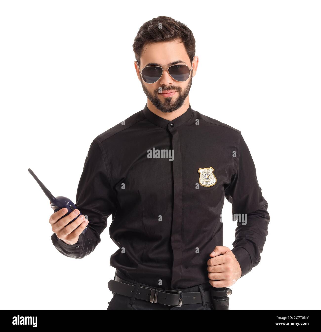Policeman on his radio hi-res stock photography and images - Alamy