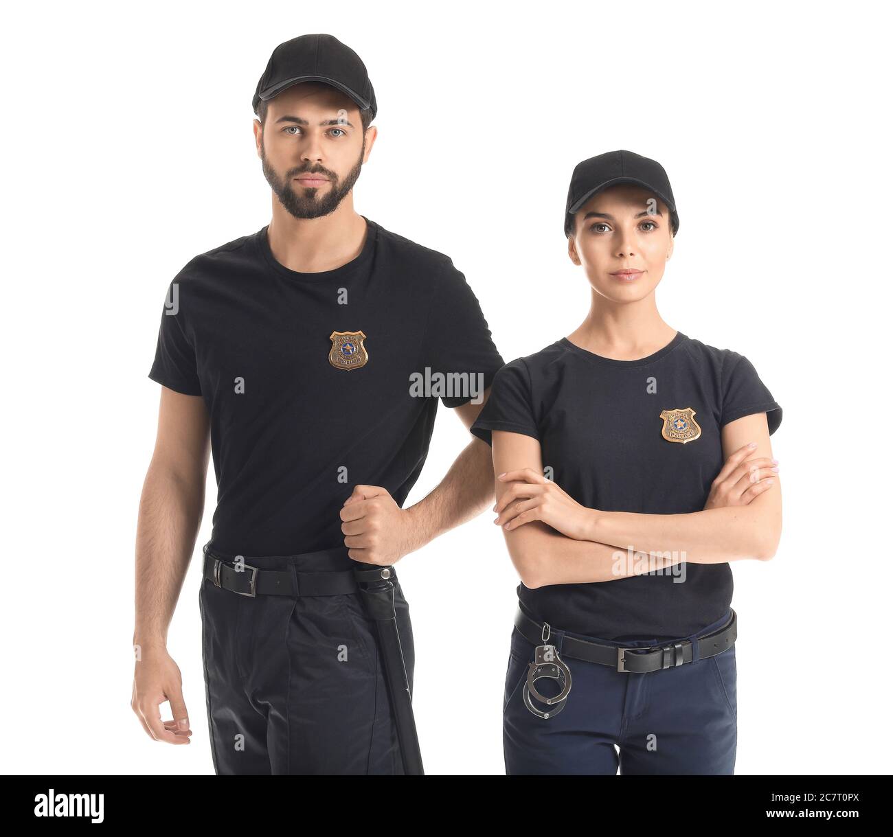 Police officers on white background Stock Photo - Alamy