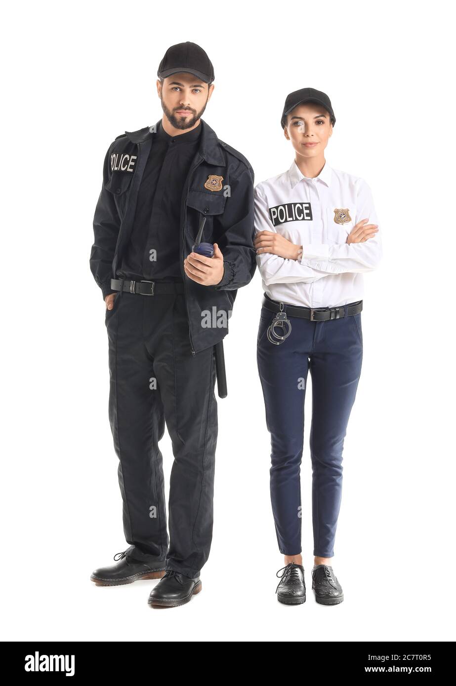 Police officers on white background Stock Photo - Alamy