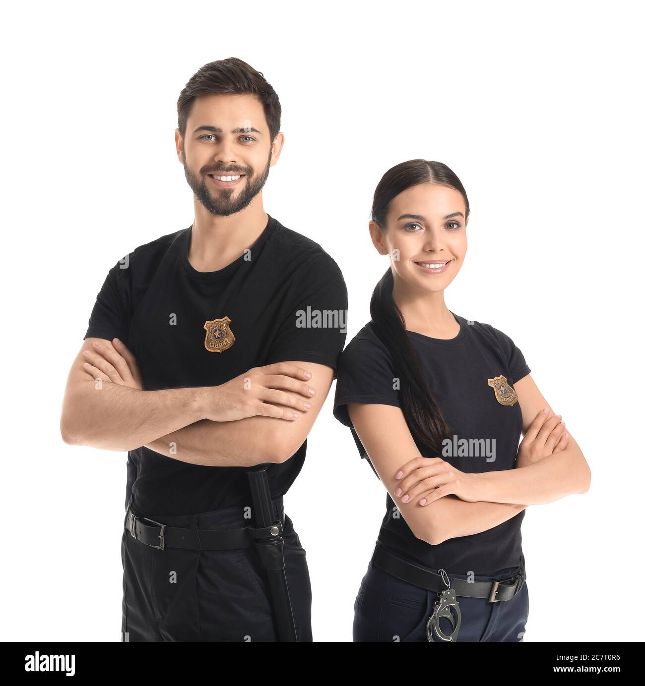 Police officers on white background Stock Photo - Alamy