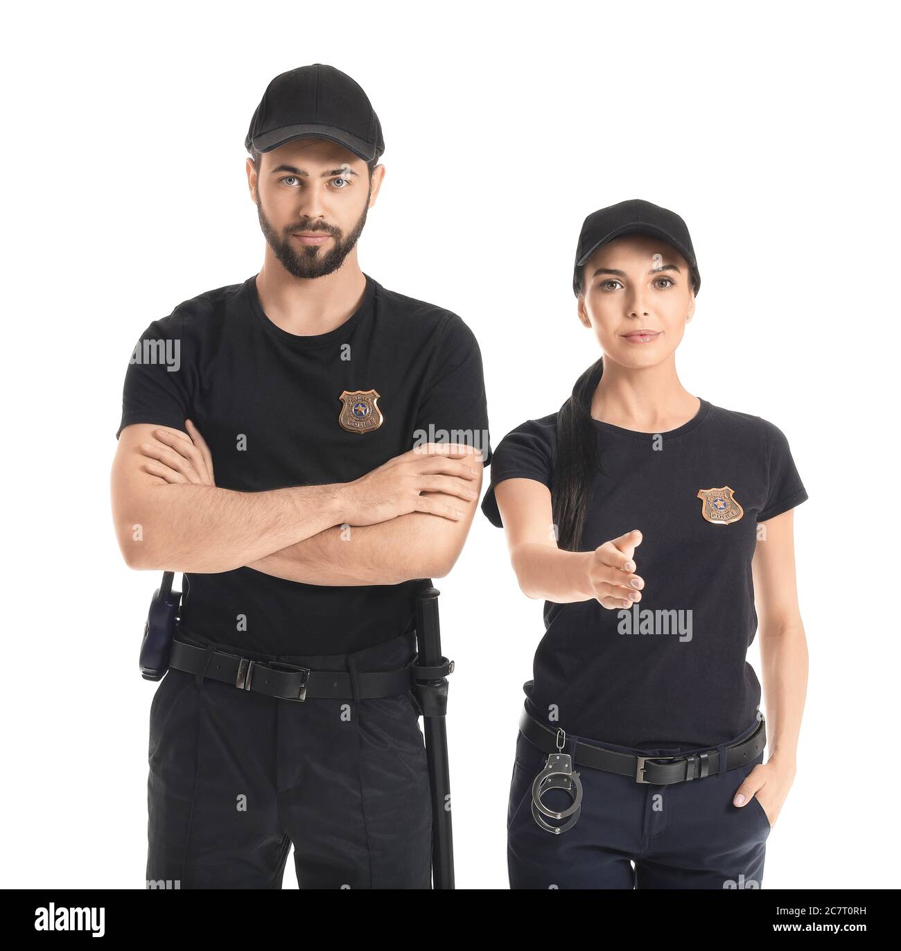 Police officers on white background Stock Photo - Alamy