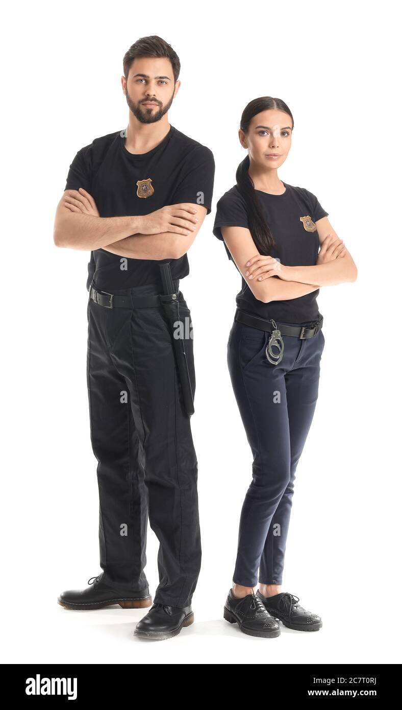 Police officers on white background Stock Photo - Alamy