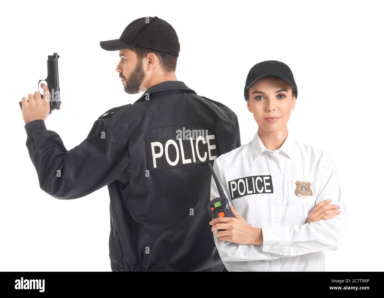 Police officers on white background Stock Photo - Alamy