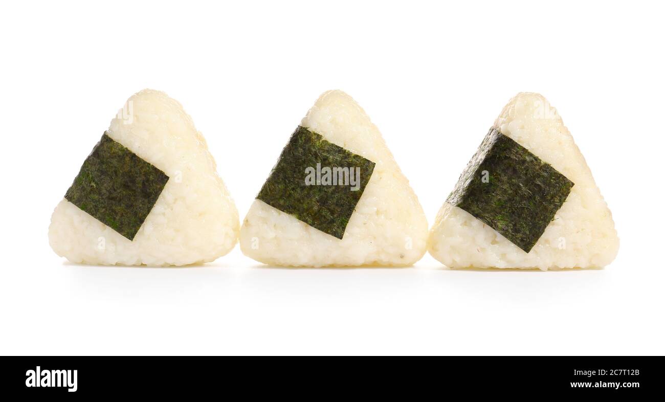Traditional Japanese onigiri on white background Stock Photo - Alamy