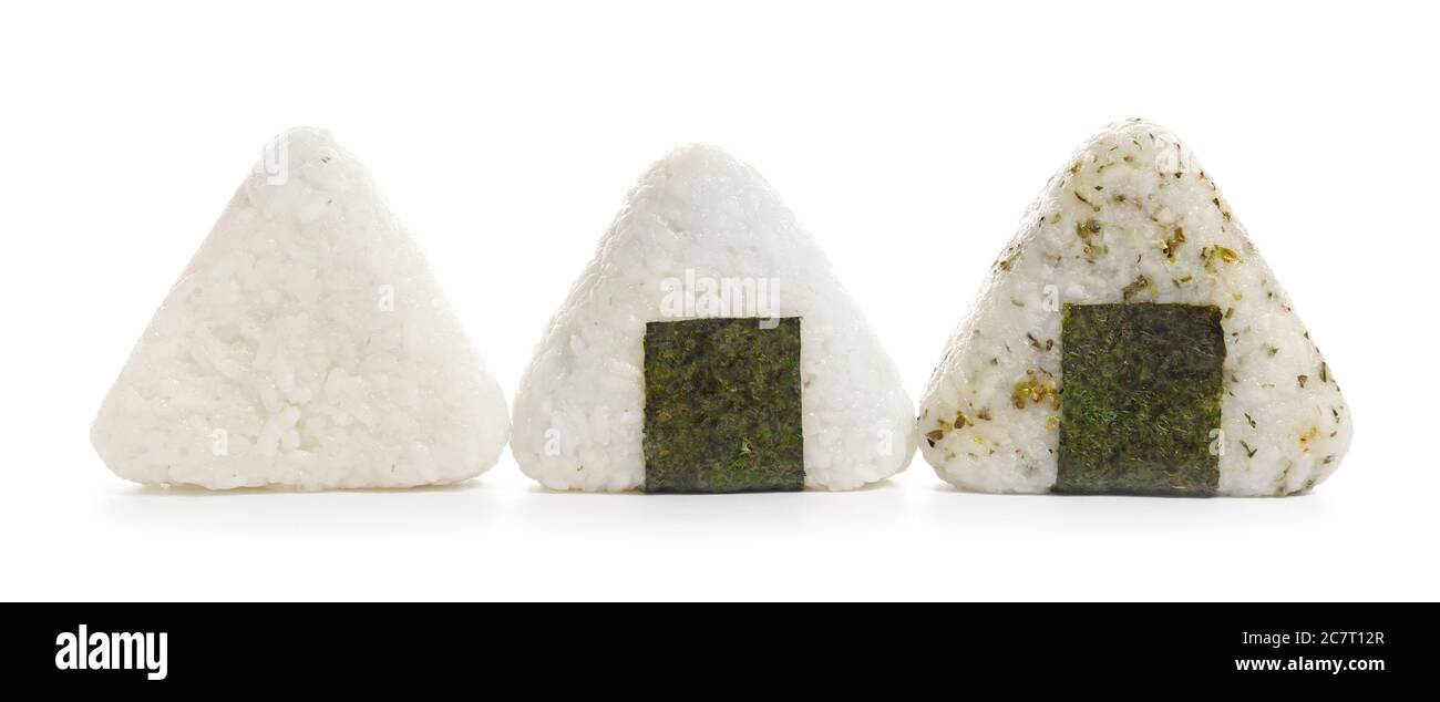 Traditional Japanese onigiri on white background Stock Photo - Alamy