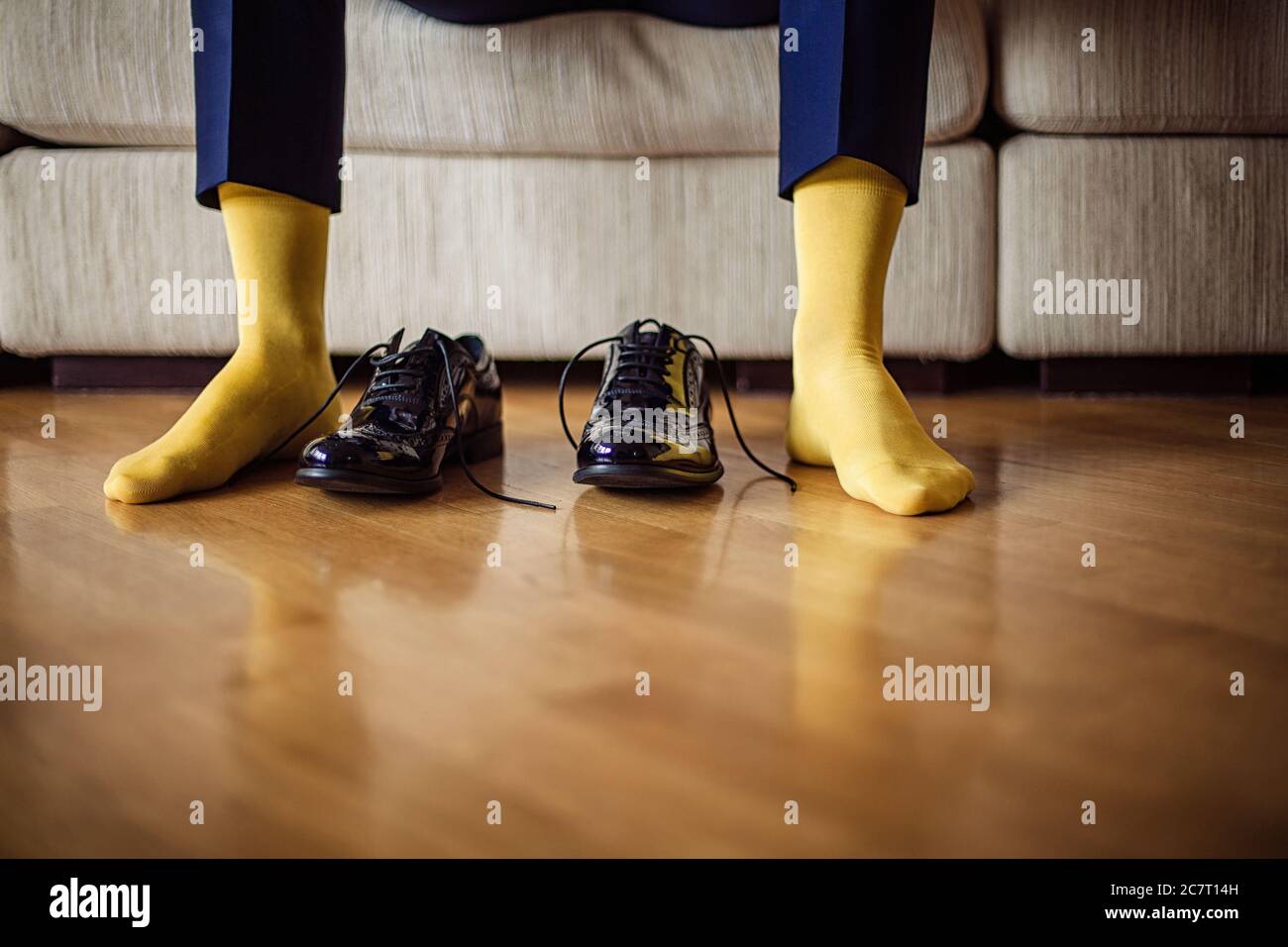 Wearing yellow socks hi-res stock photography and images - Alamy