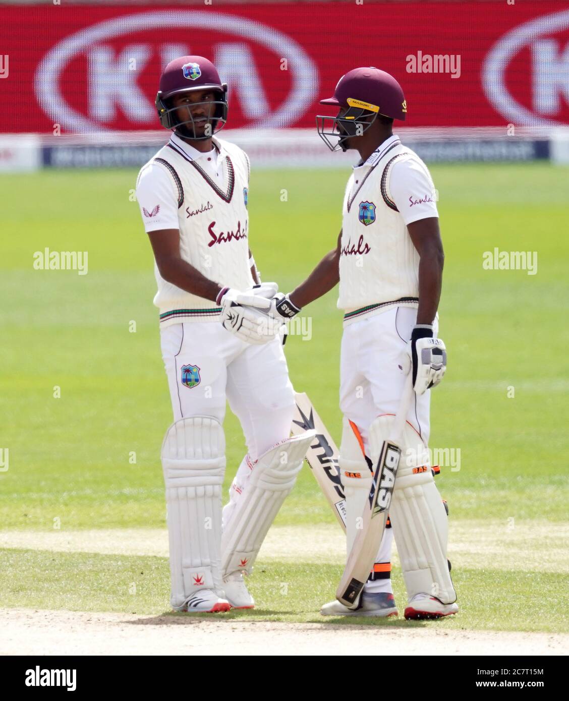 West Indies’ Kraigg Brathwaite (left) with Shamarh Brooks after ...