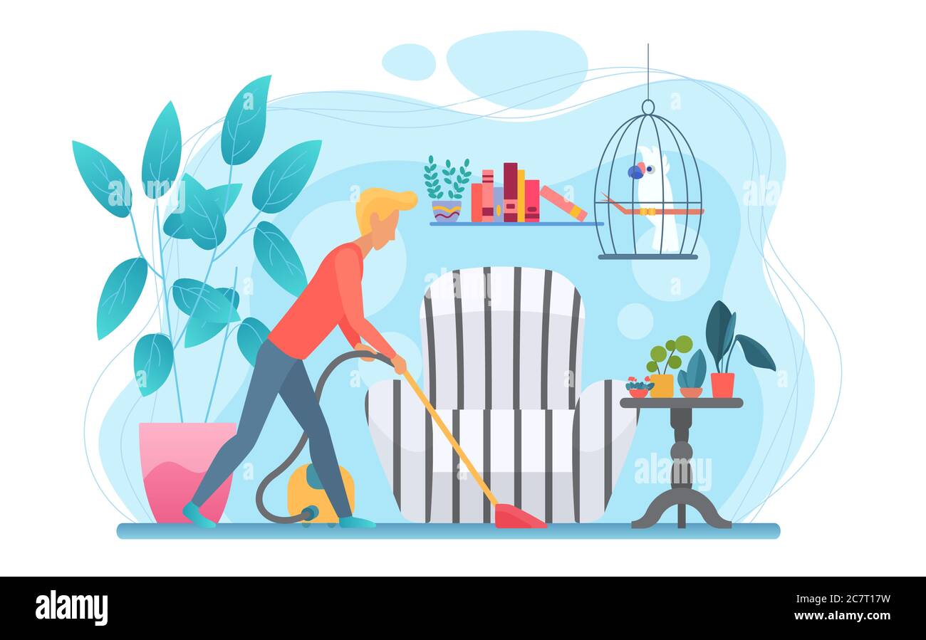 Cleaning man illustration vector Stock Vector Images - Alamy