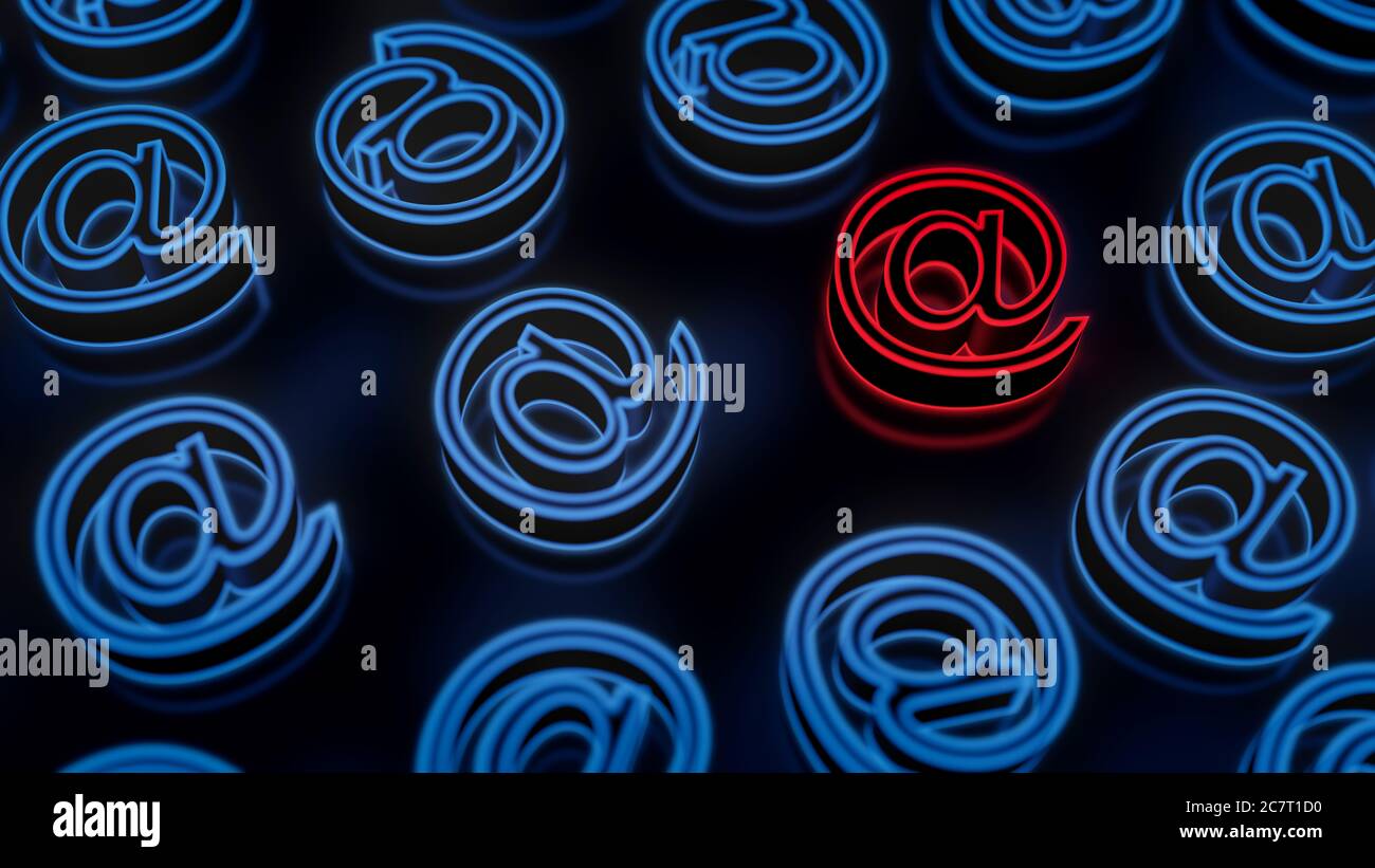 Neon At Sign - @ - internet Stock Photo - Alamy