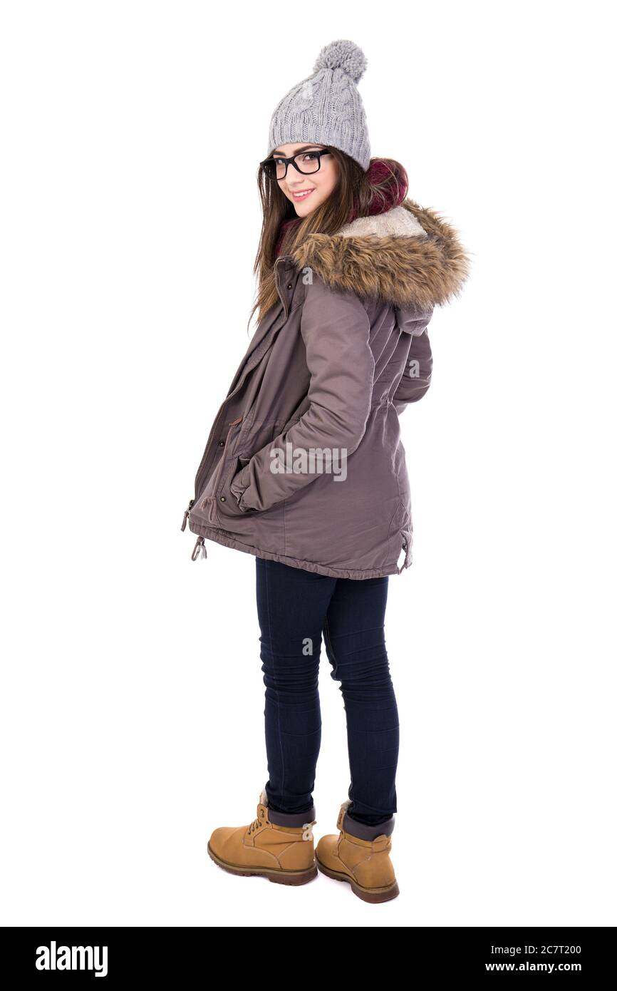 Woman coat back view turning hi-res stock photography and images - Alamy